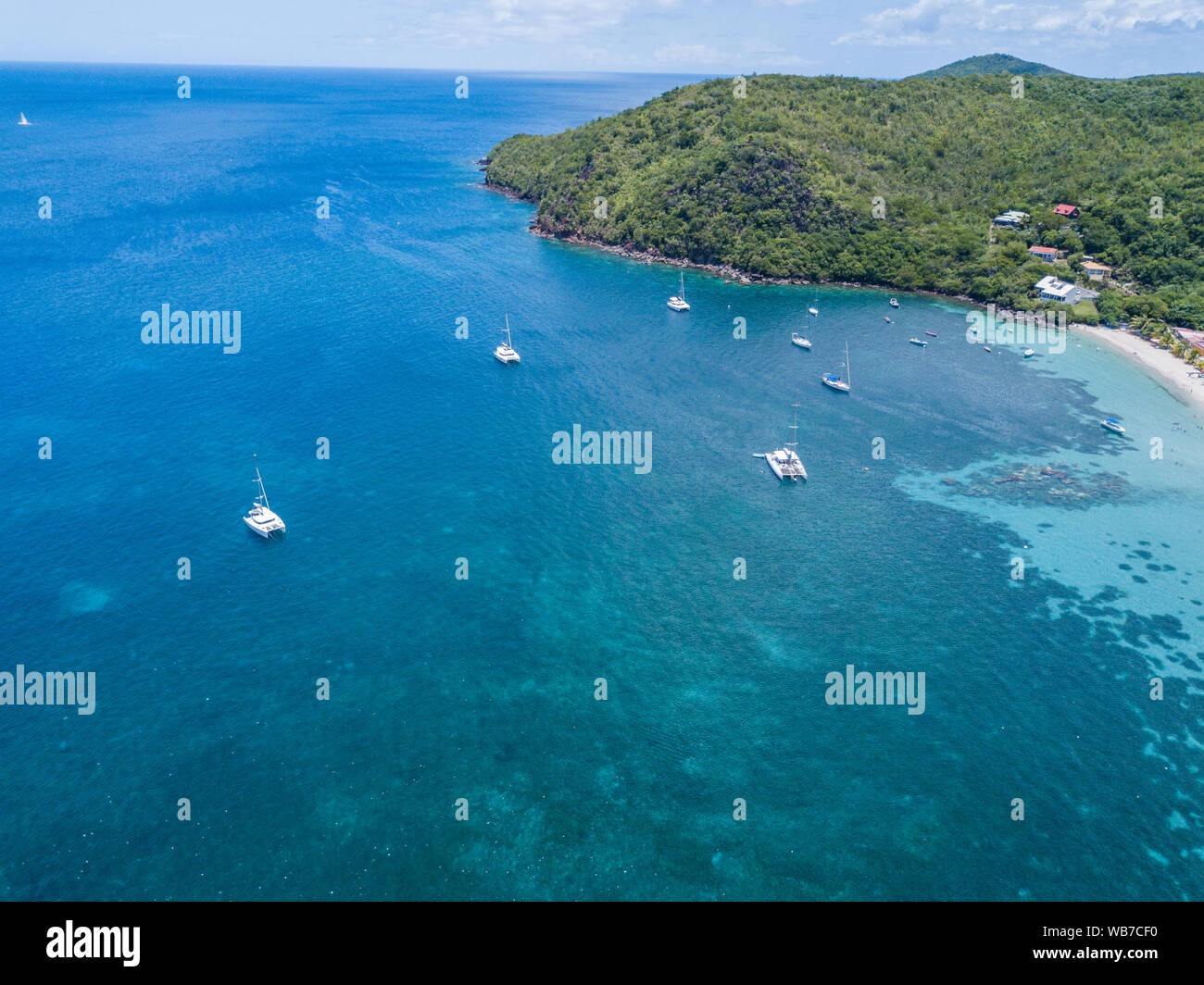 Views of Martinique beach and mountain from above, in the caribbean ...