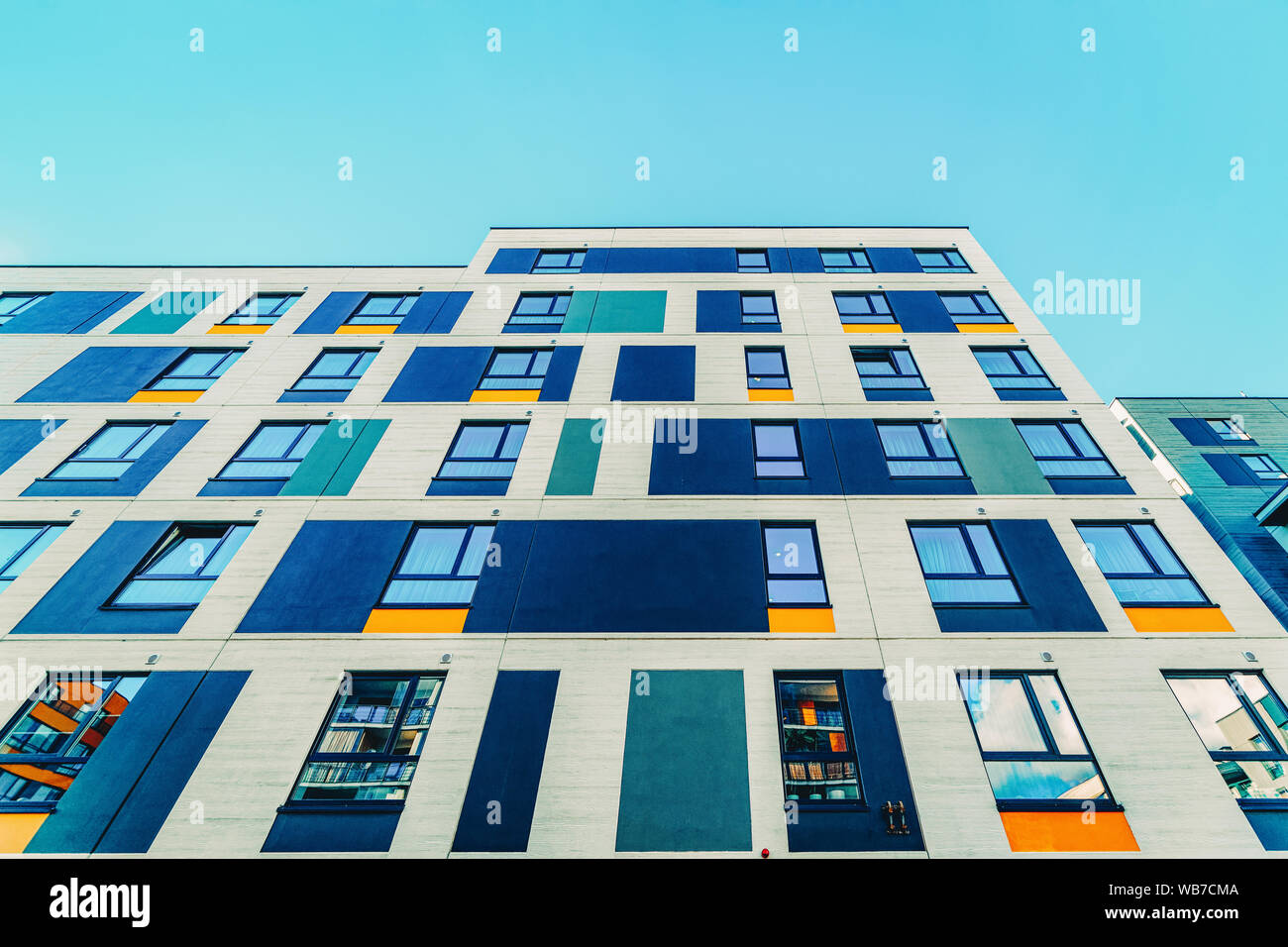 Facade of modern block residential home apartment house building ...