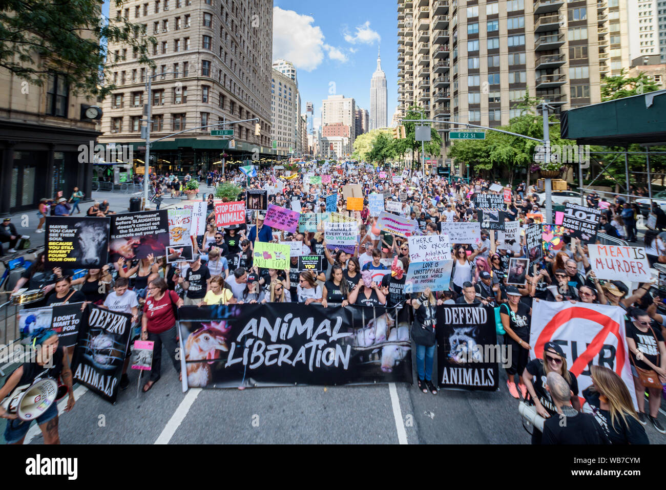 New York, USA. 24th Aug, 2019. Hundreds of Animal Liberation activists ...