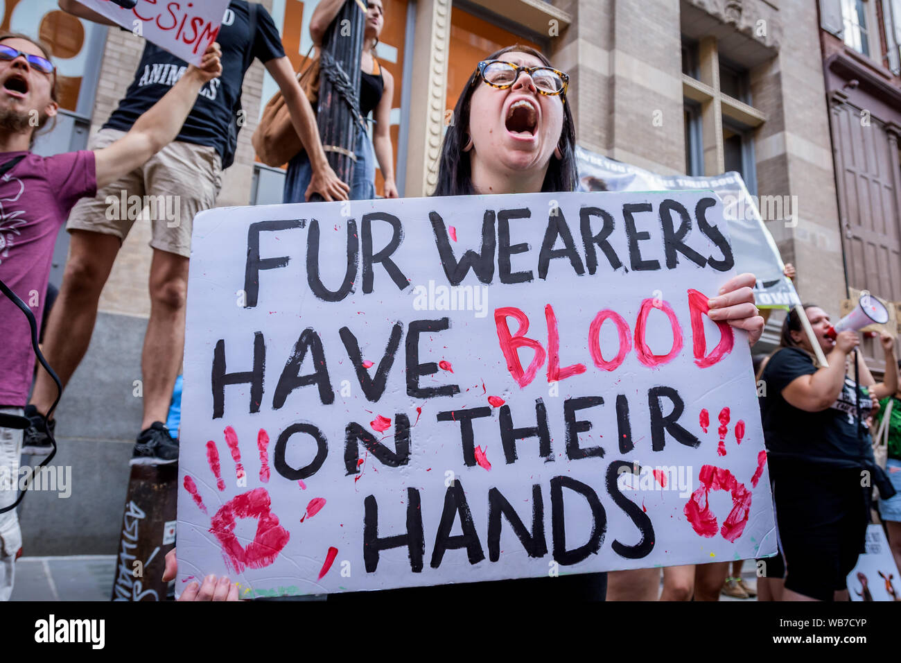New York, USA. 24th Aug, 2019. Hundreds of Animal Liberation activists ...