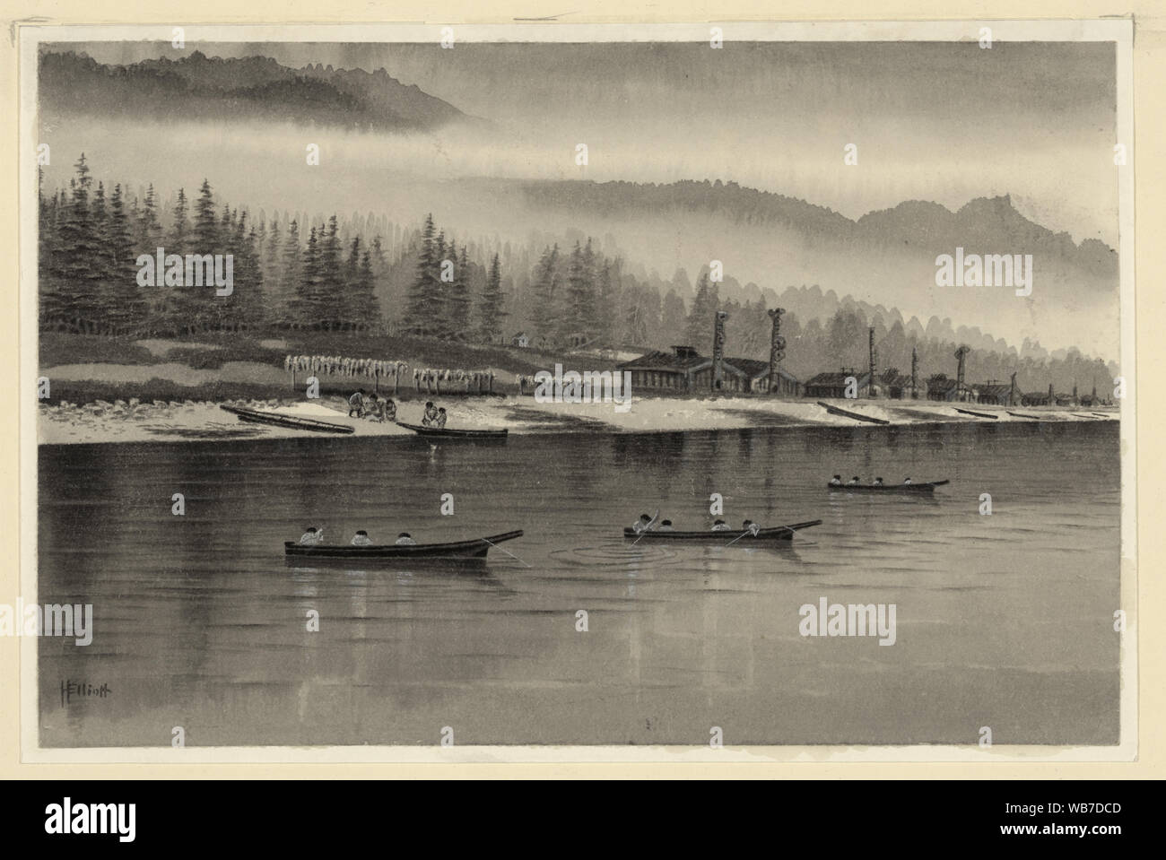 Fishing for and drying of halibut, Haidah village, Prince of Wales ...