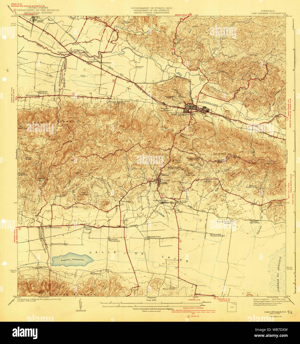 USGS TOPO Map Puerto Rico PR San German 362577 1941 30000 Restoration ...