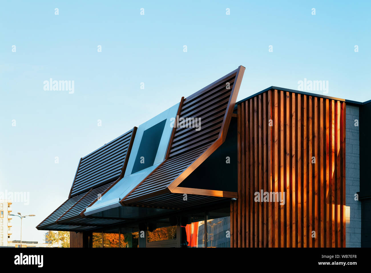 Fragment of a wooden roof of a building concept Stock Photo - Alamy
