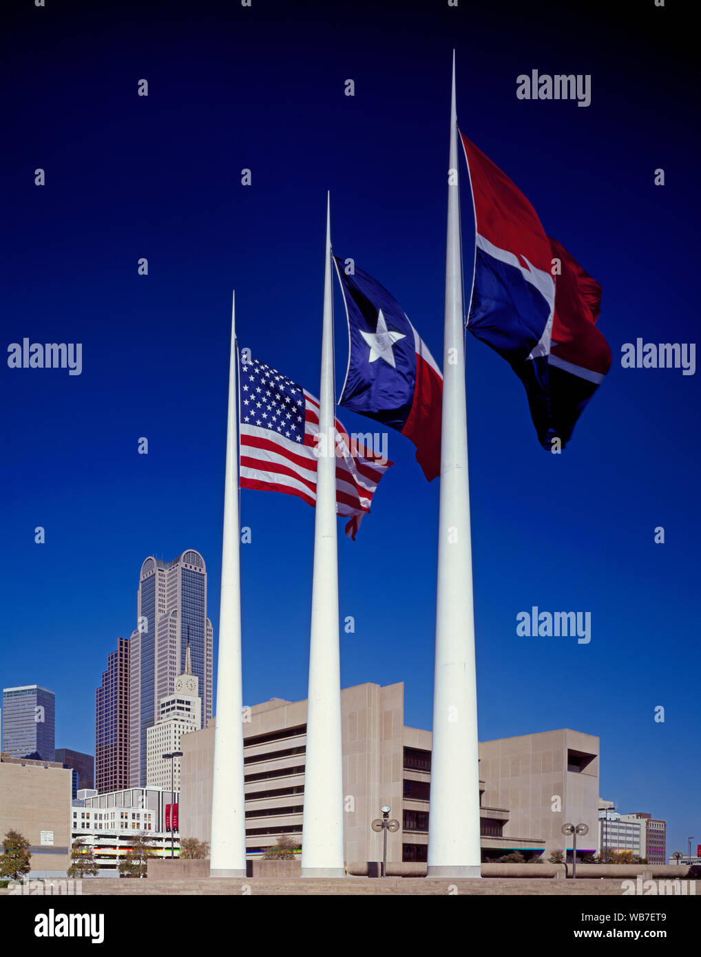Flags at City Hall Plaza, Dallas, Texas Stock Photo - Alamy