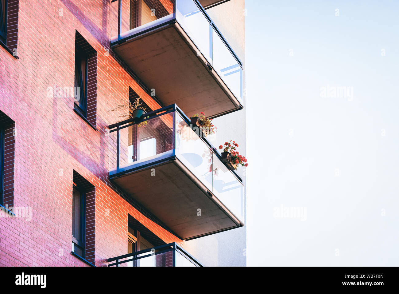 Modern apartment building flat exterior concept. Residential house and ...