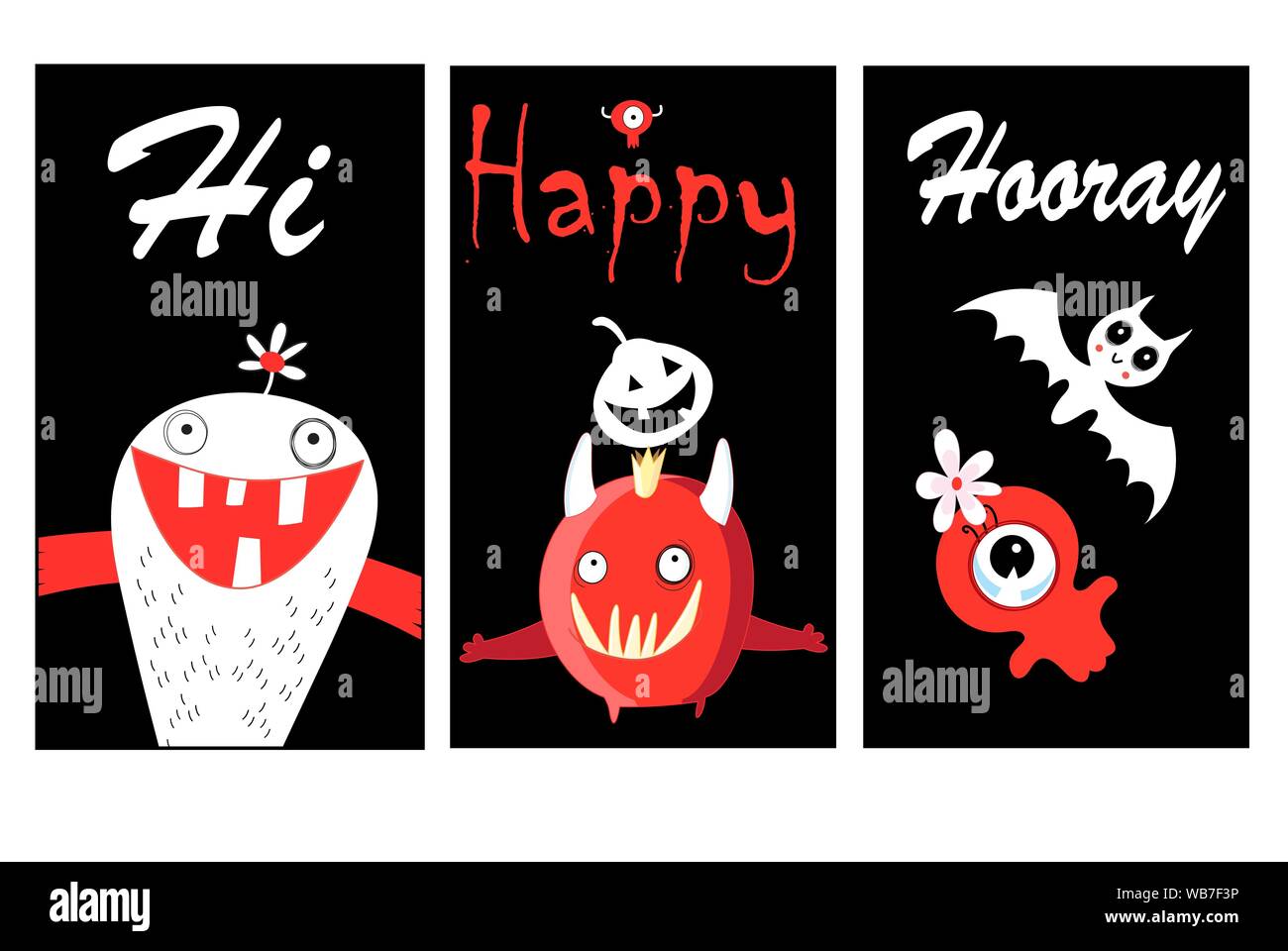 Bright funny vector banners with monsters for Halloween. Halloween ...
