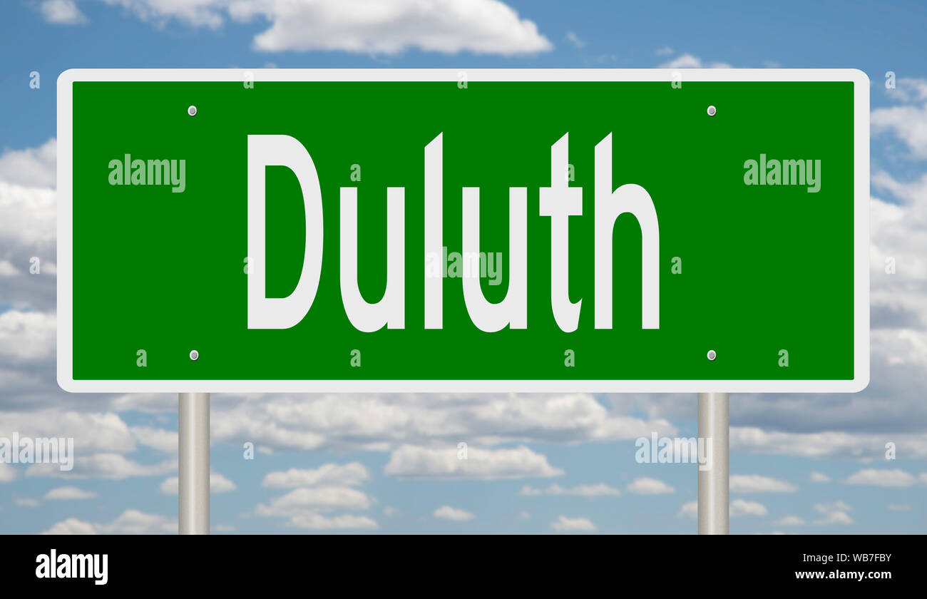 Rendering of a green highway sign for Duluth Minnesota Stock Photo - Alamy