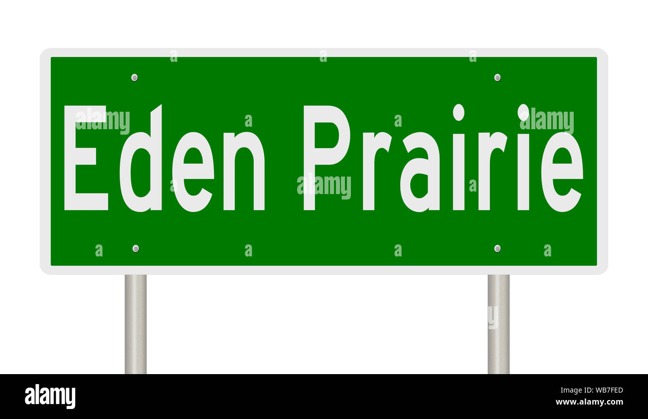 Rendering of a green highway sign for Eden Prairie Minnesota Stock ...