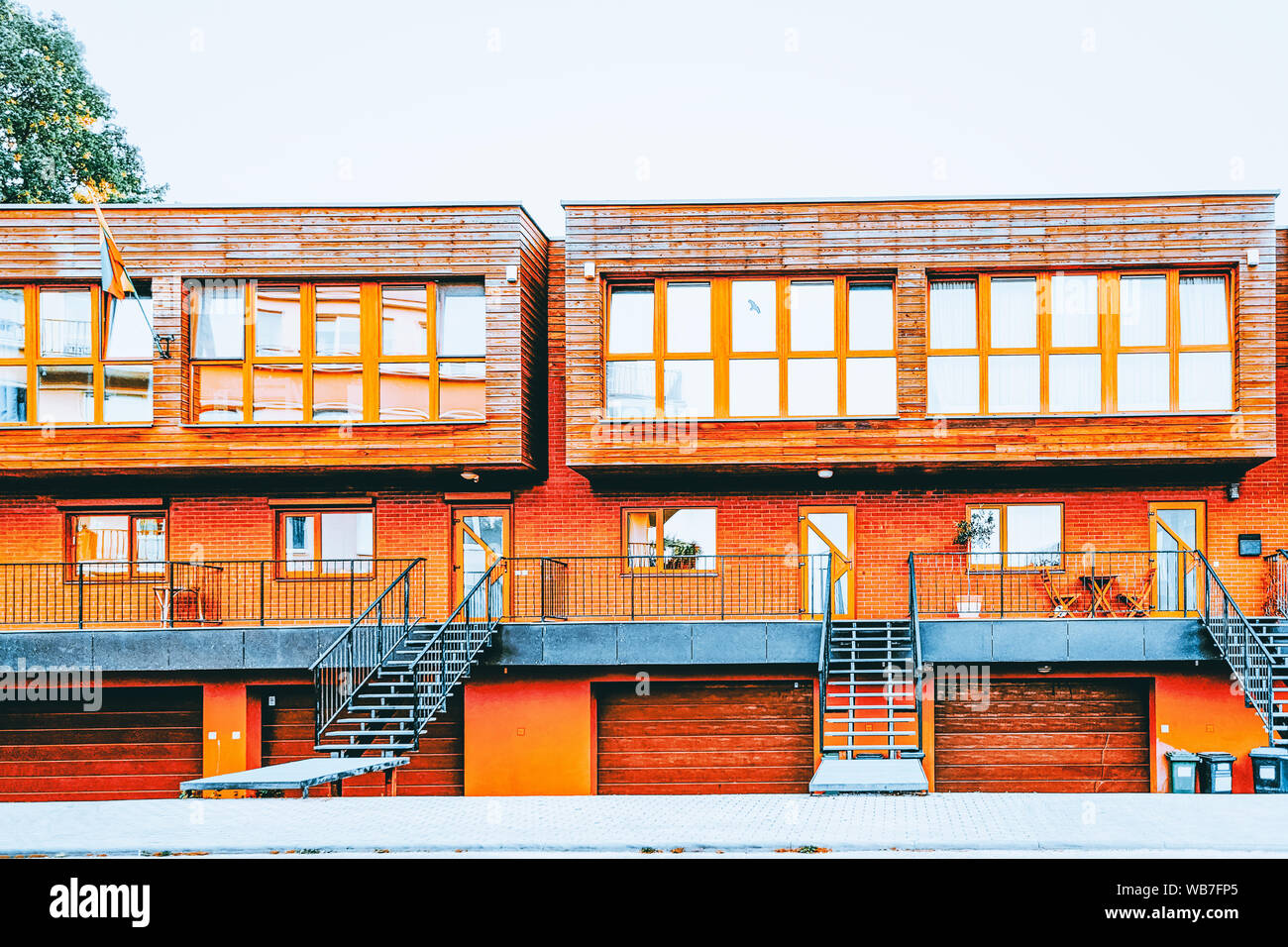 Modern apartment houses and homes residential buildings complex real ...