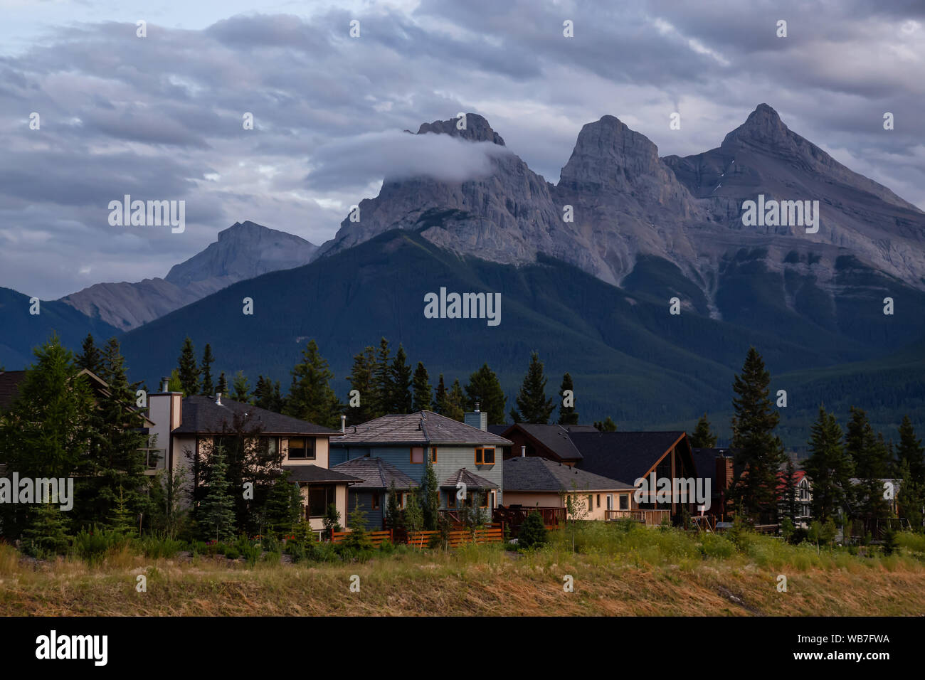 Beautiful view of Residential Homes with Canadian Rocky Mountains in ...