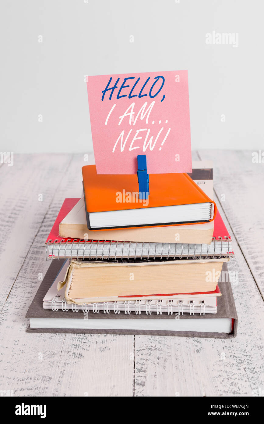 Handwriting text Hello I Am New. Conceptual photo used greeting or ...