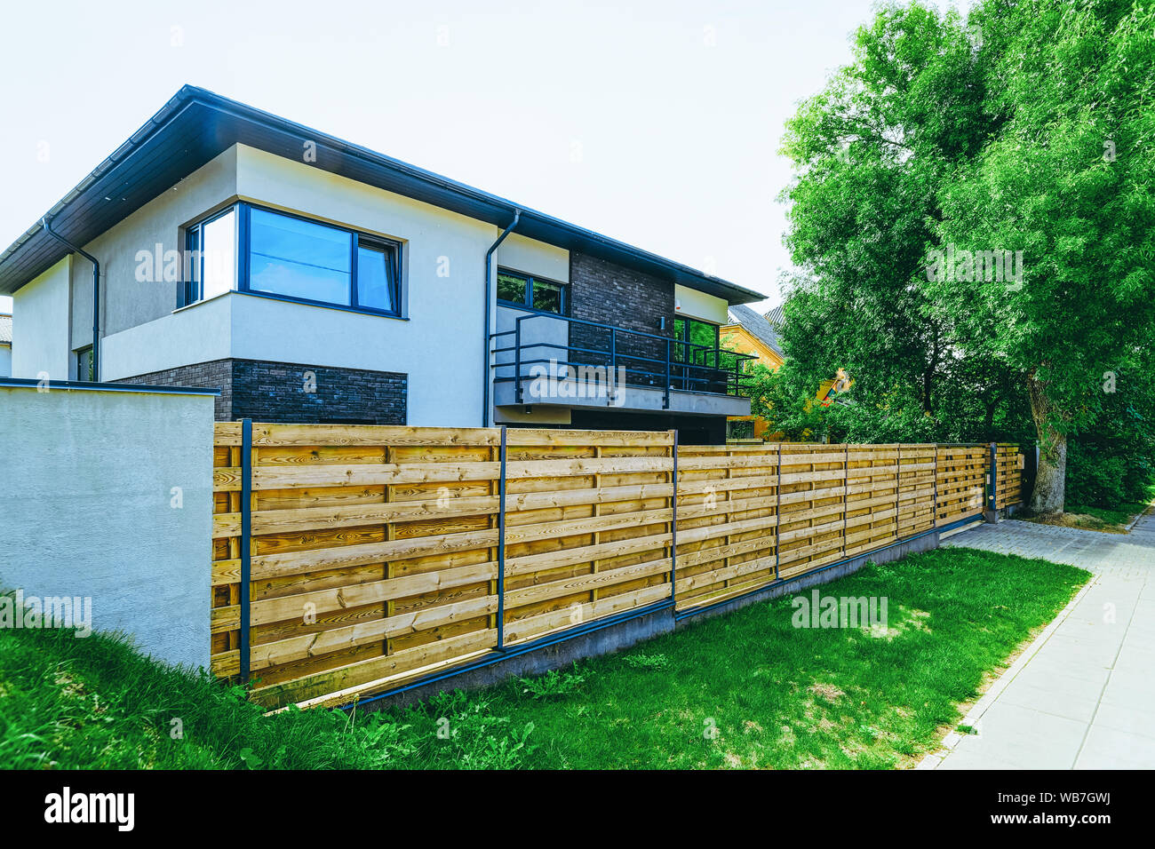 Modern house building real estate architecture concept. Outdoor ...