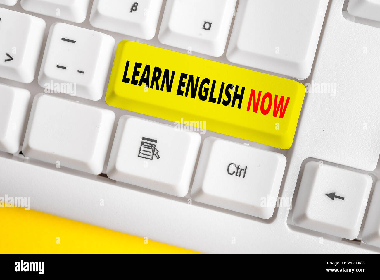Text sign showing Learn English Now. Business photo text gain or ...