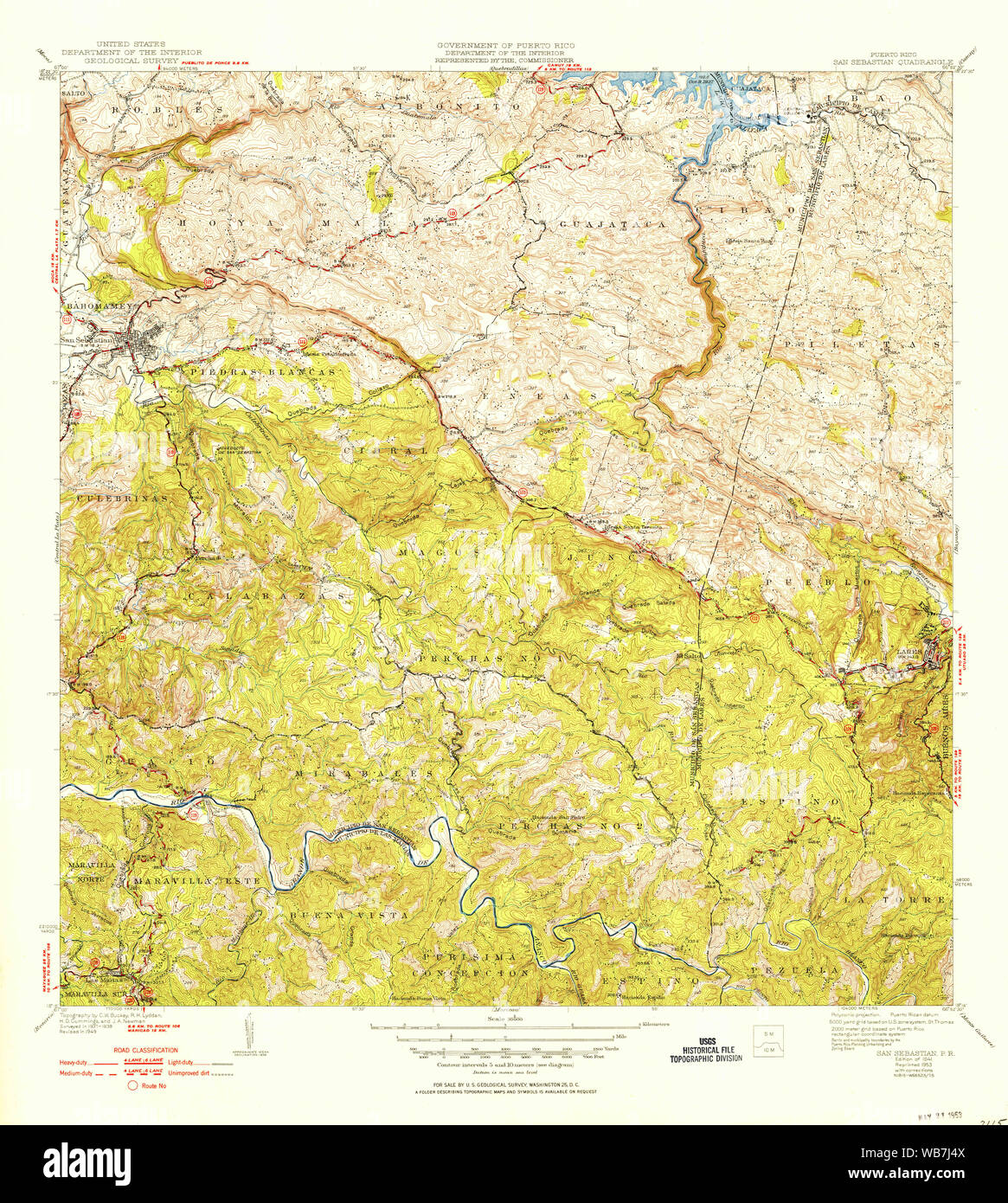 USGS TOPO Map Puerto Rico PR San Sebastian 362590 1941 30000 ...