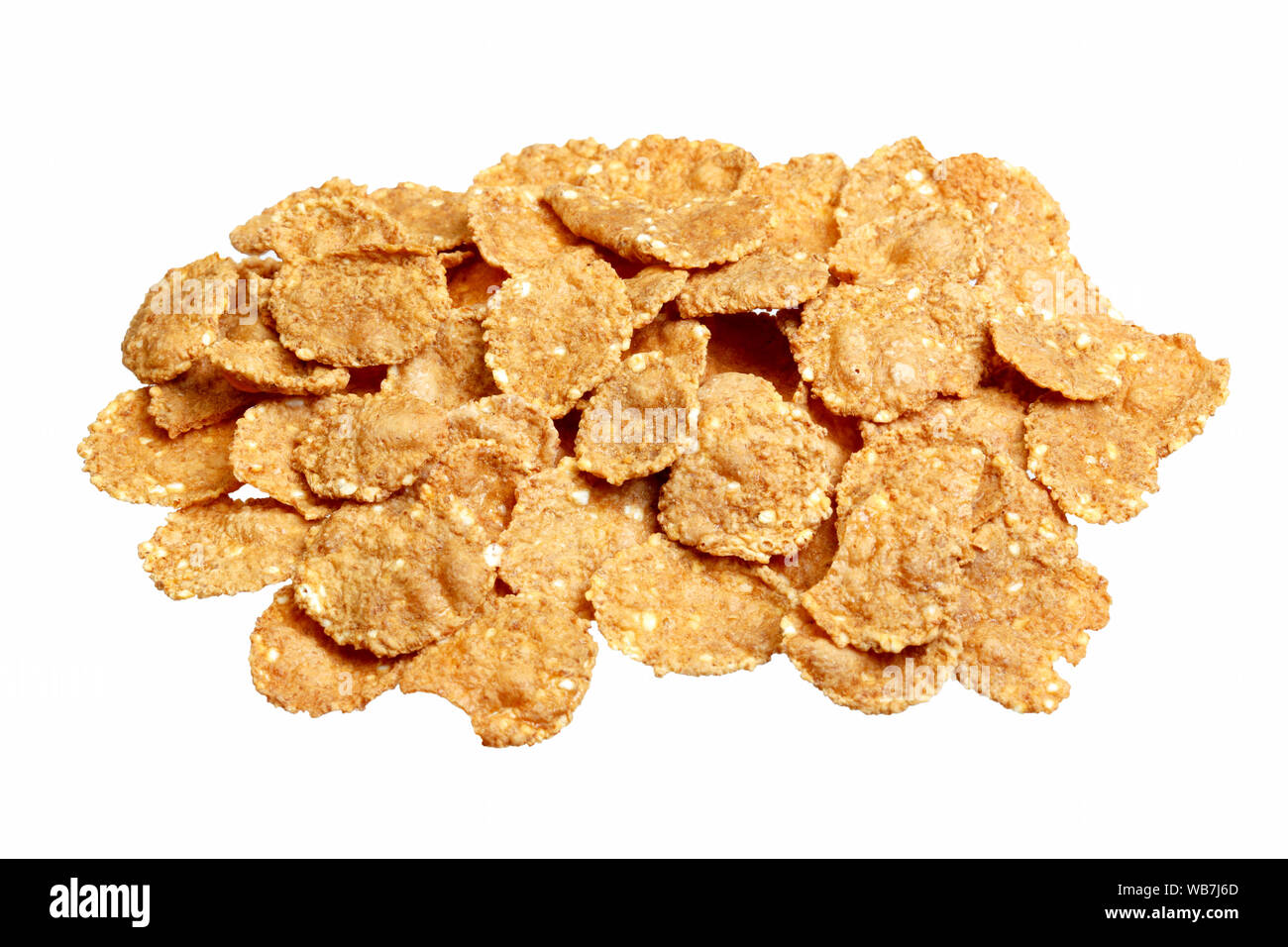 Pile of Corn Flakes from low perspective isolated on white Stock Photo ...