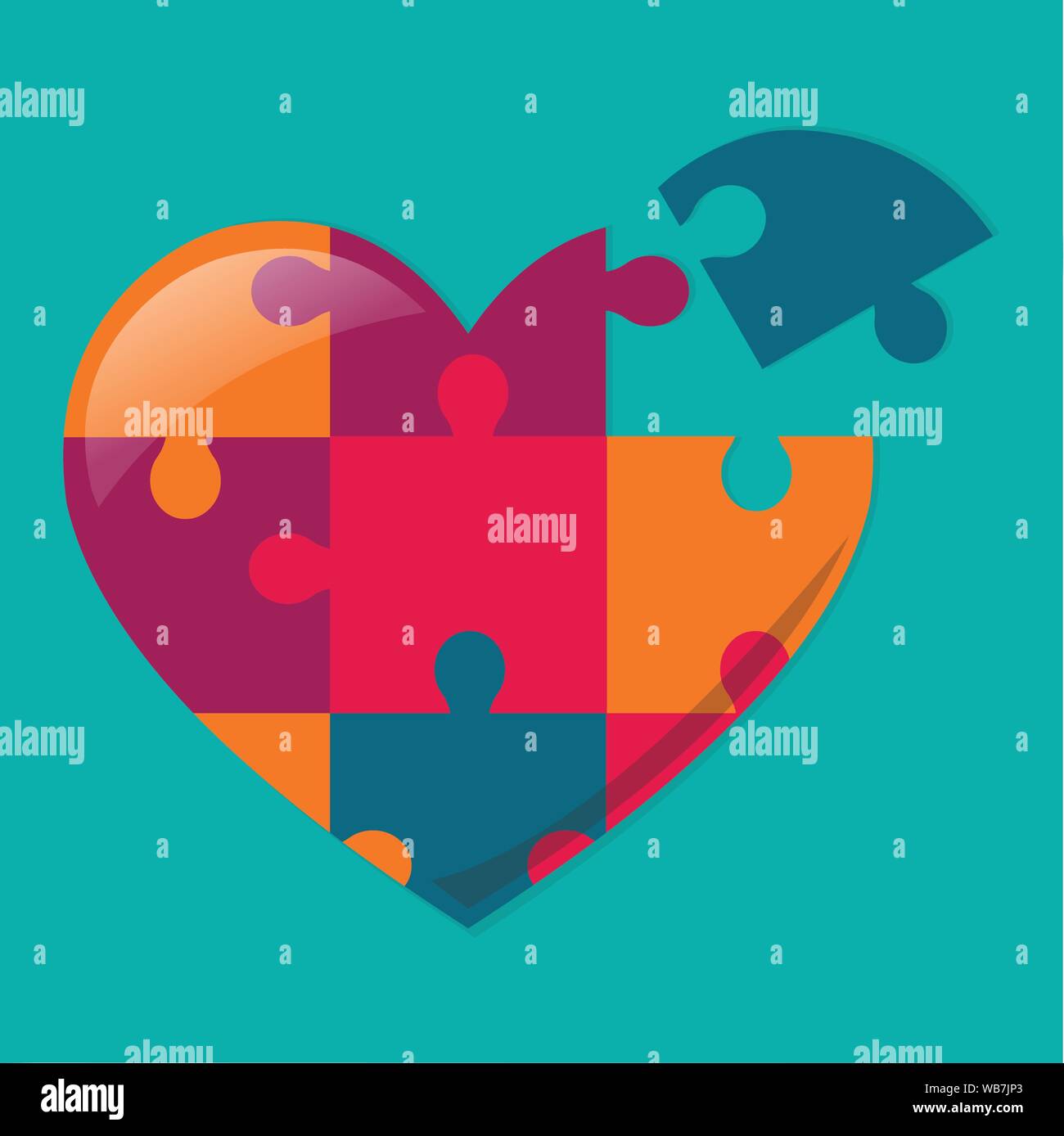 heart puzzle for autism day concept vector illustration Stock Vector ...