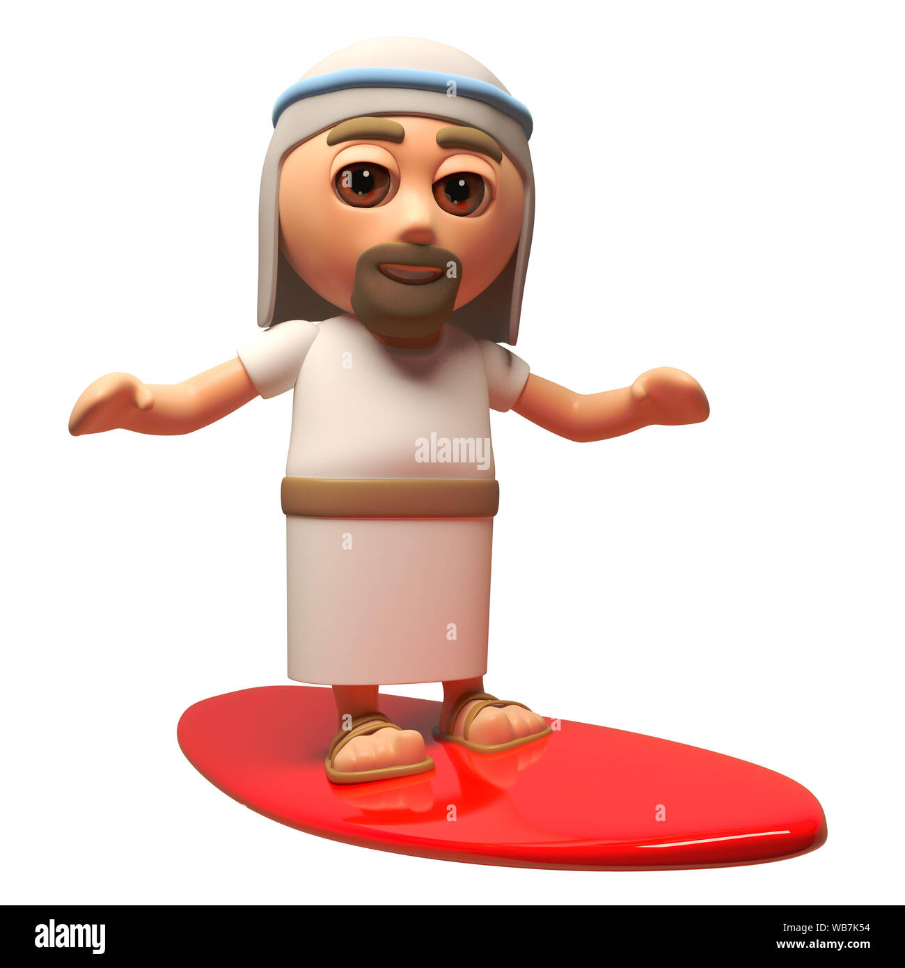 3d Jesus Christ surfer cartoon character surfing on a surfboard, 3d ...