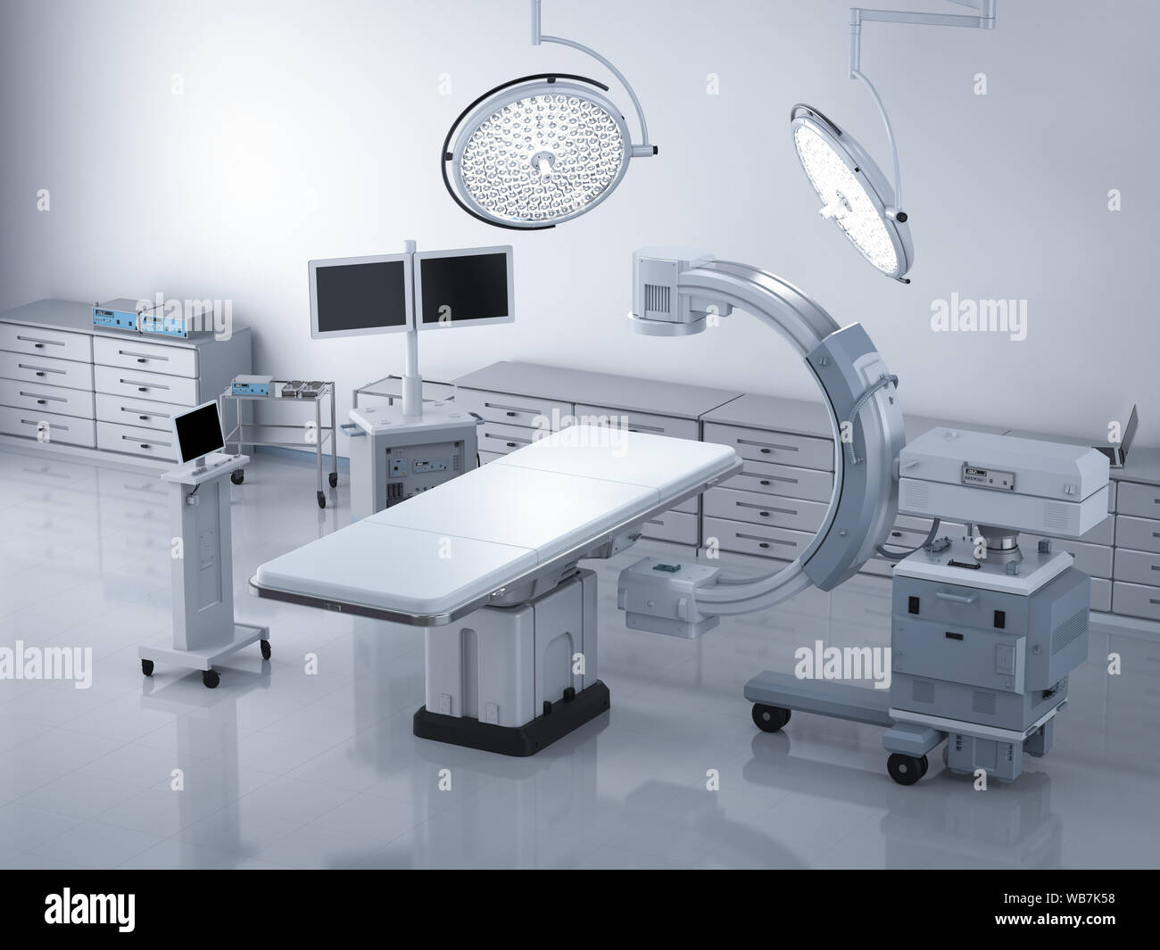 3d rendering C-Arm scan machine with empty bed Stock Photo - Alamy
