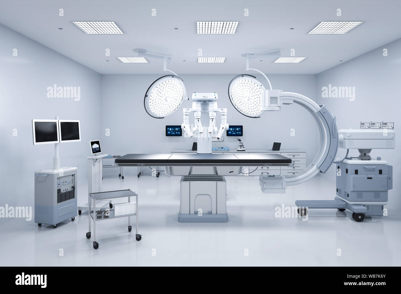 3d rendering C-Arm scan machine with surgery robot Stock Photo - Alamy