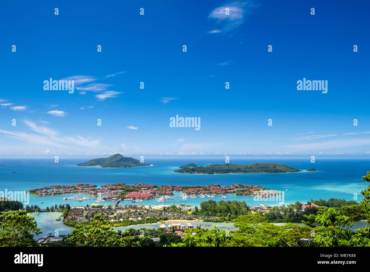 A breathtaking panoramic view of the Mahé island, Seychelles Stock ...