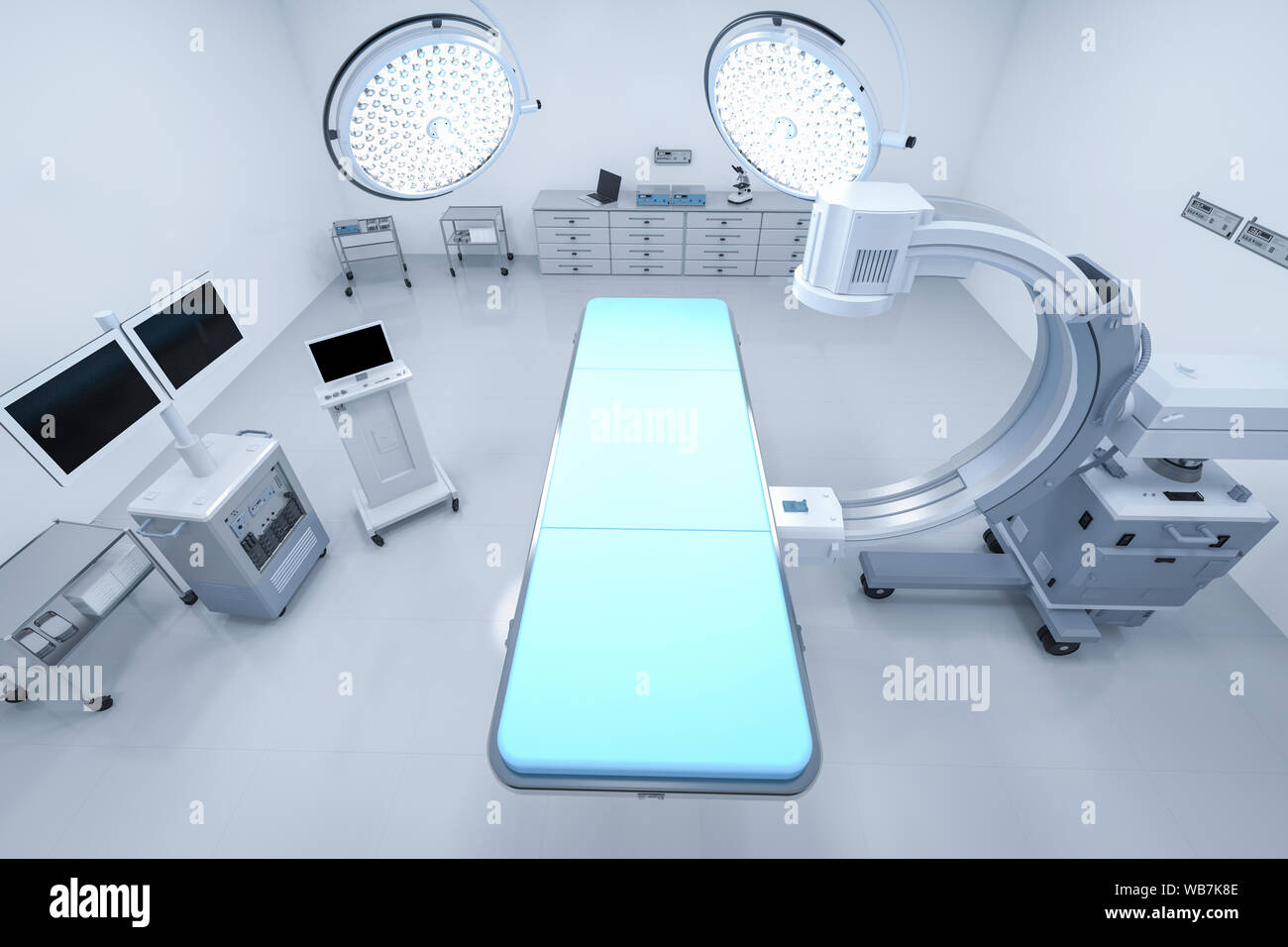 3d rendering C-Arm scan machine with empty bed Stock Photo - Alamy