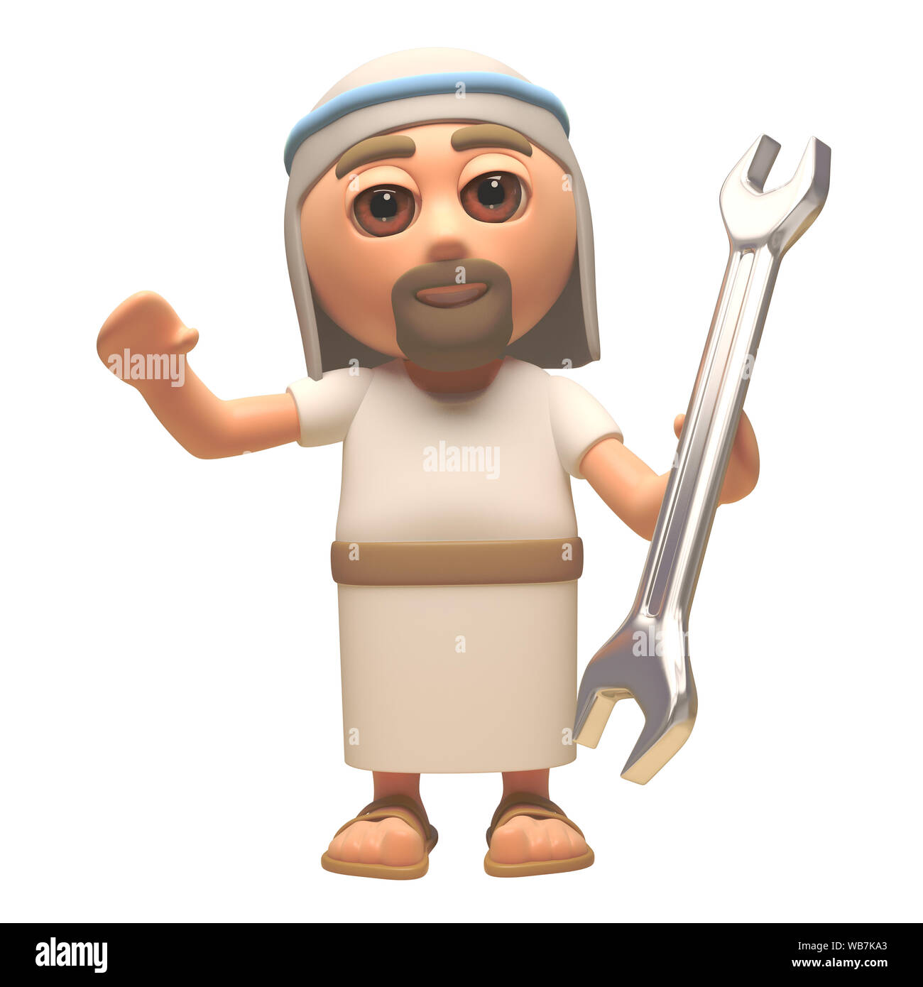 3d Jesus Christ cartoon character holding a spanner, 3d illustration ...