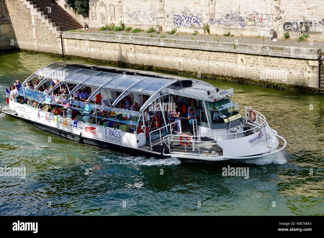 Batobus, public transport on the River Seine, Paris, France Stock Photo ...