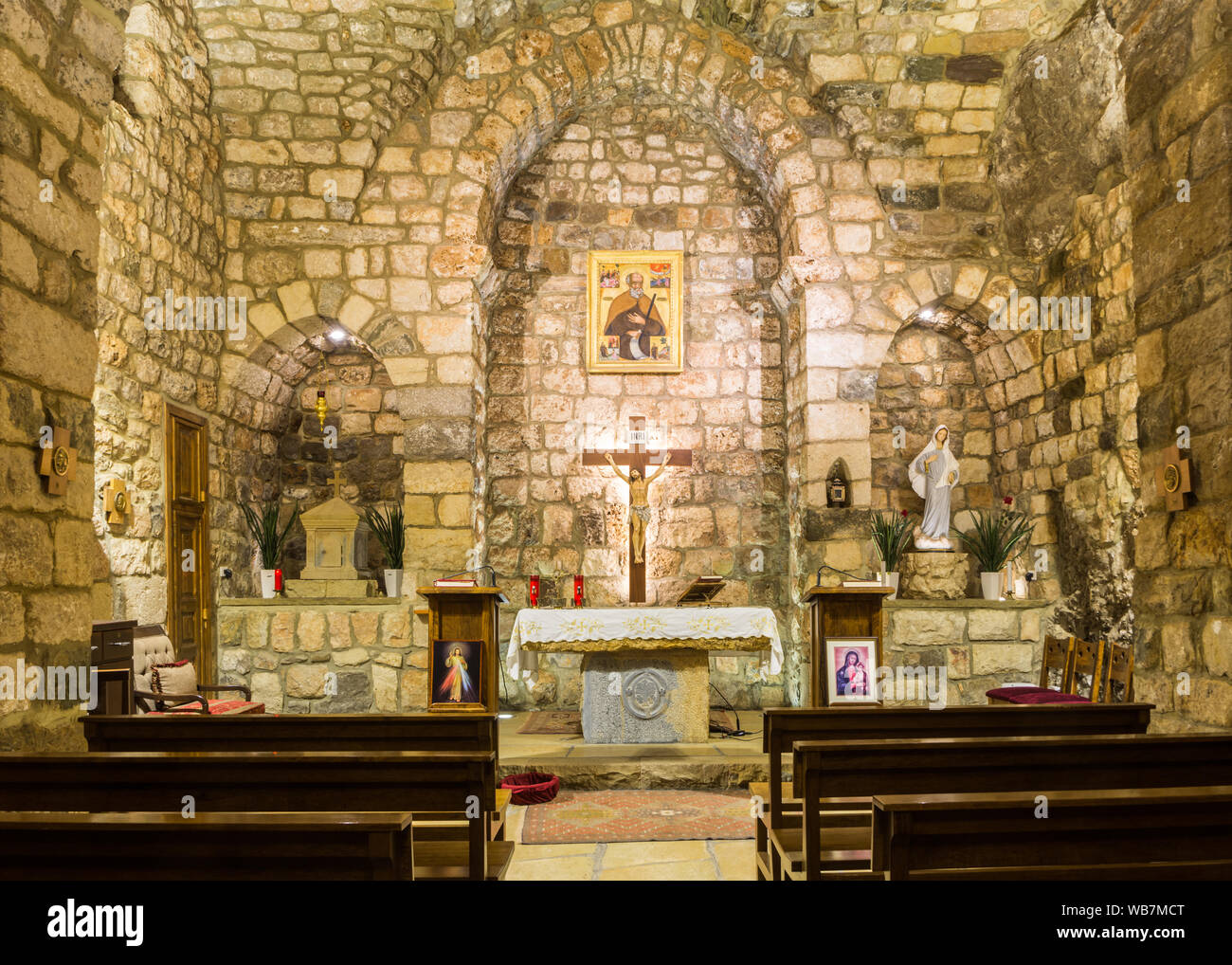 The church interior of the isolated Saint Elisha - Mar Lichaa ...