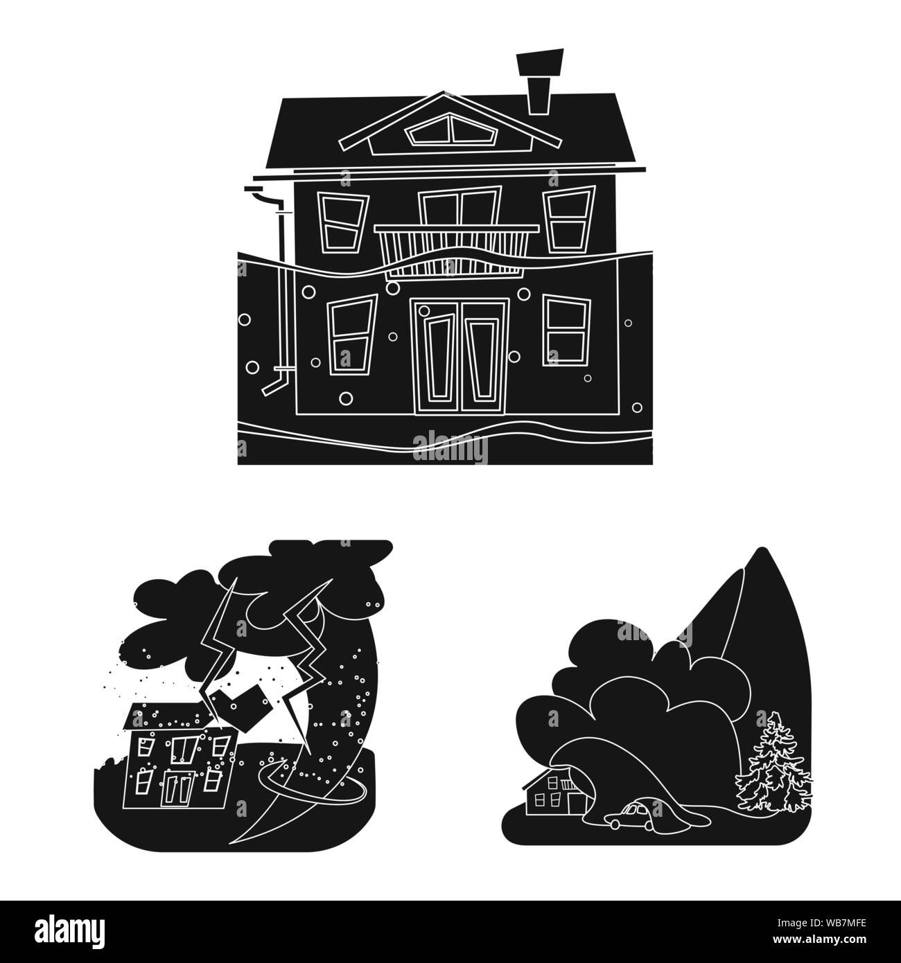 Vector design of calamity and crash sign. Collection of calamity and ...