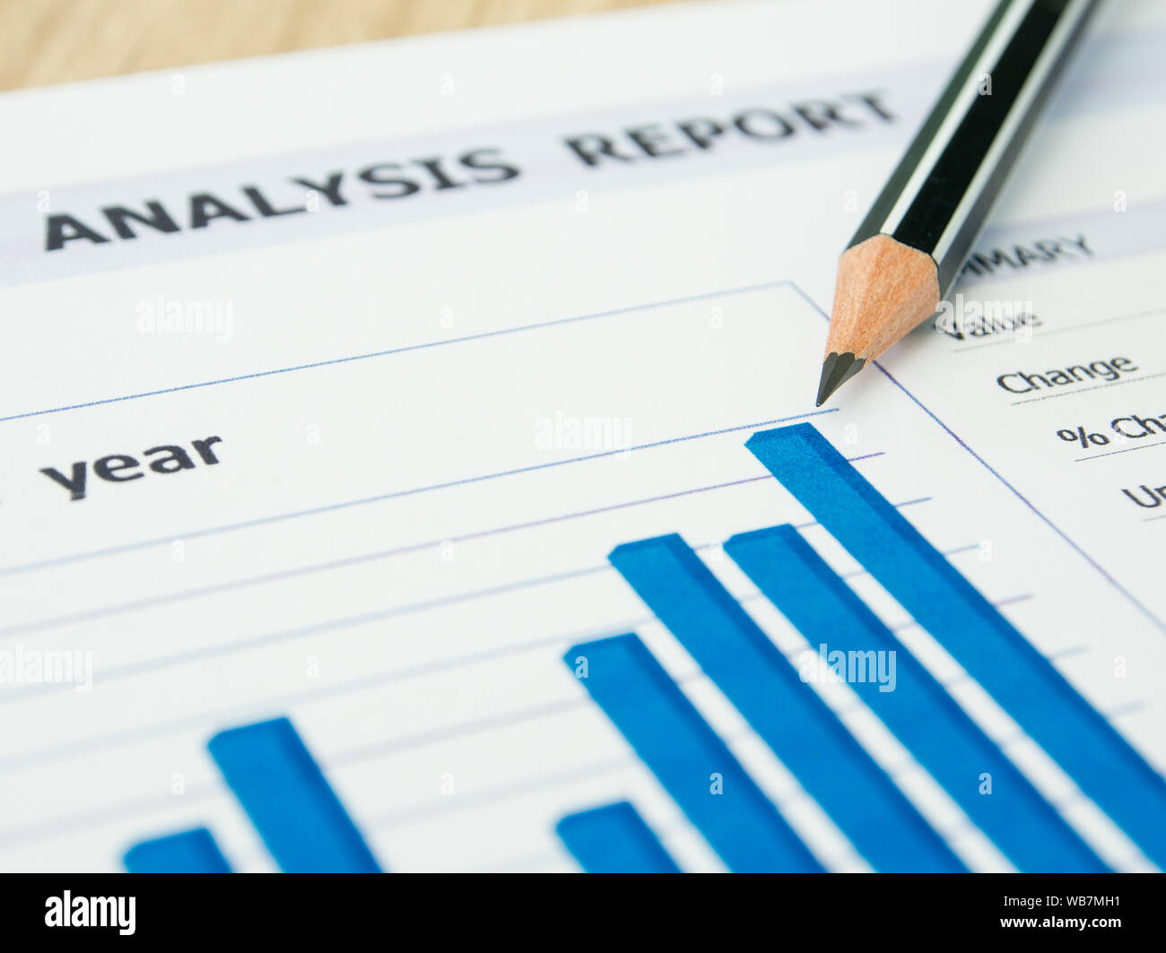 Analysis of data from bar graphs. select focus Stock Photo - Alamy