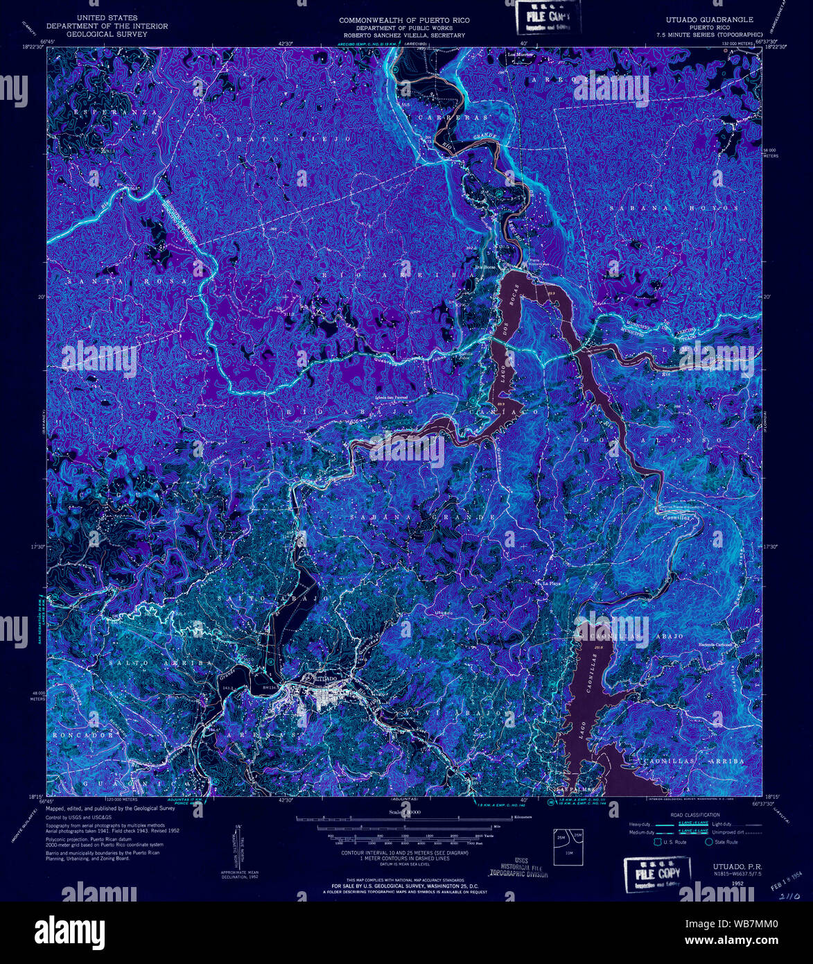 USGS TOPO Map Puerto Rico PR Utuado 362596 1952 30000 Inverted ...