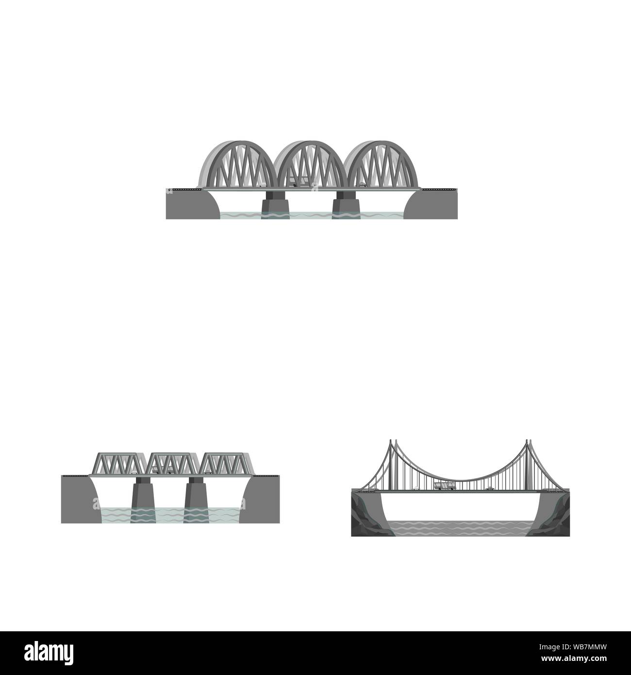 Vector design of design and construct symbol. Set of design and bridge ...
