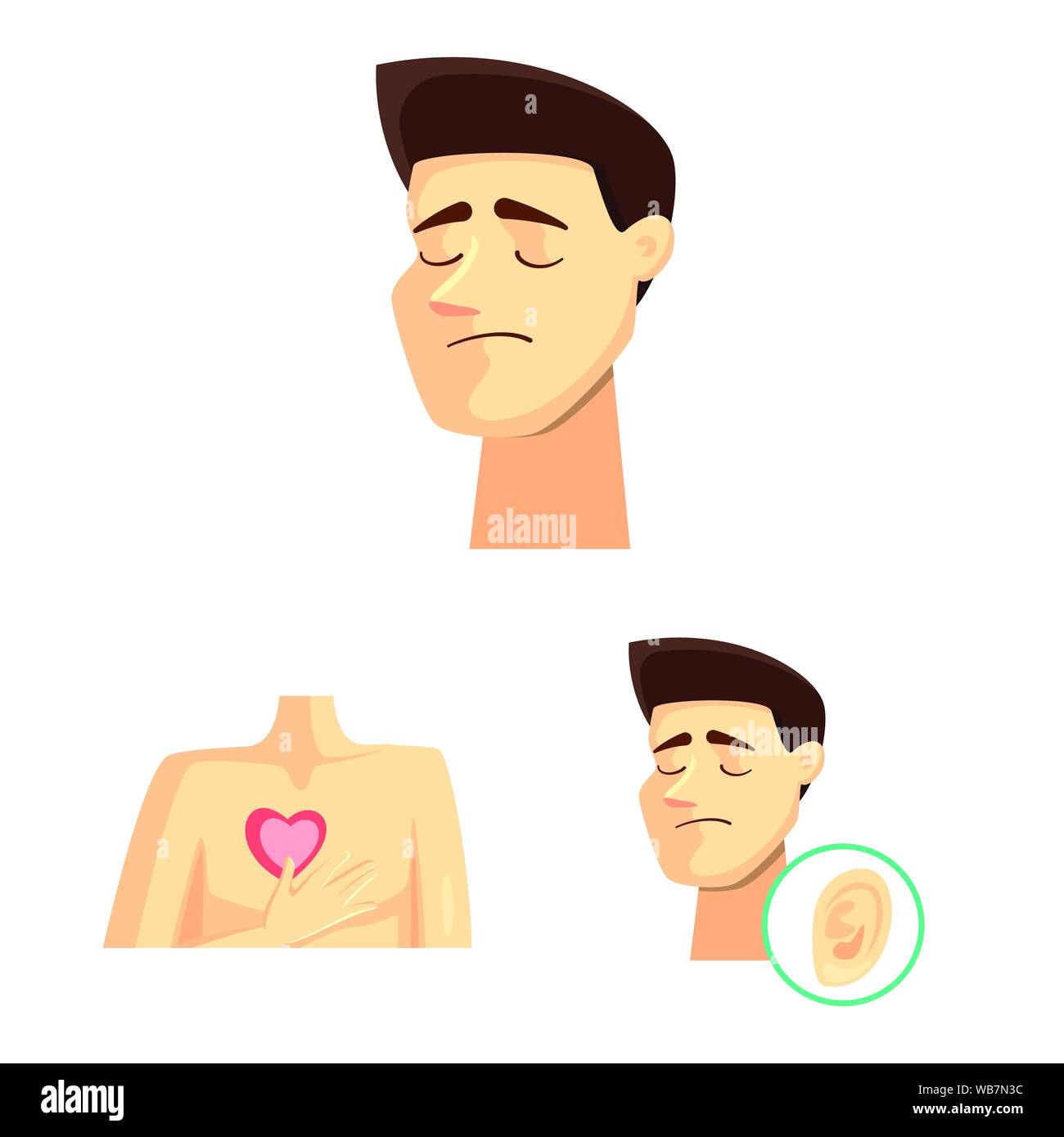 Vector illustration of pain and disease symbol. Collection of pain and ...