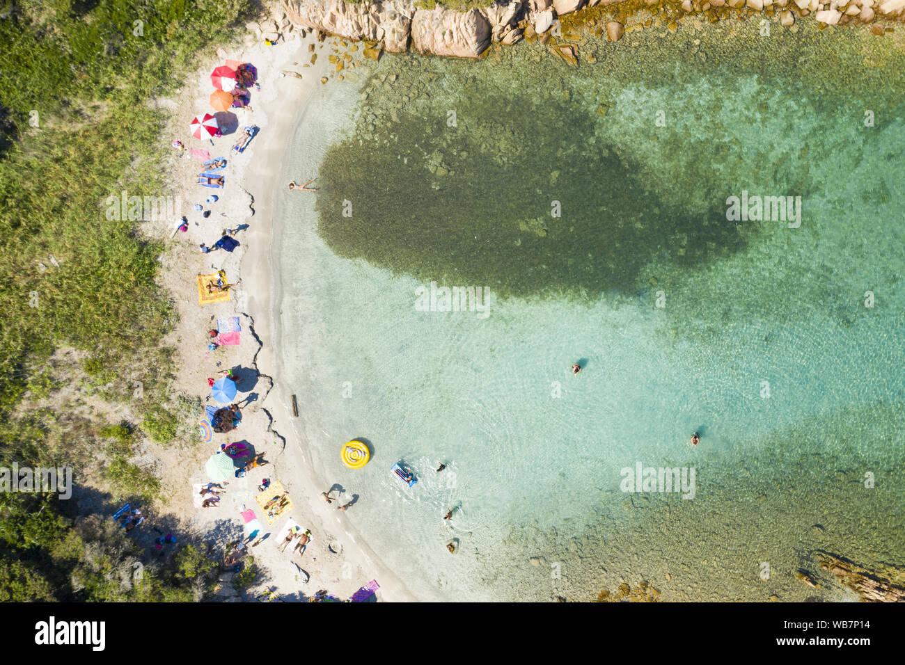 View from above, stunning aerial view of a beautiful beach full of ...
