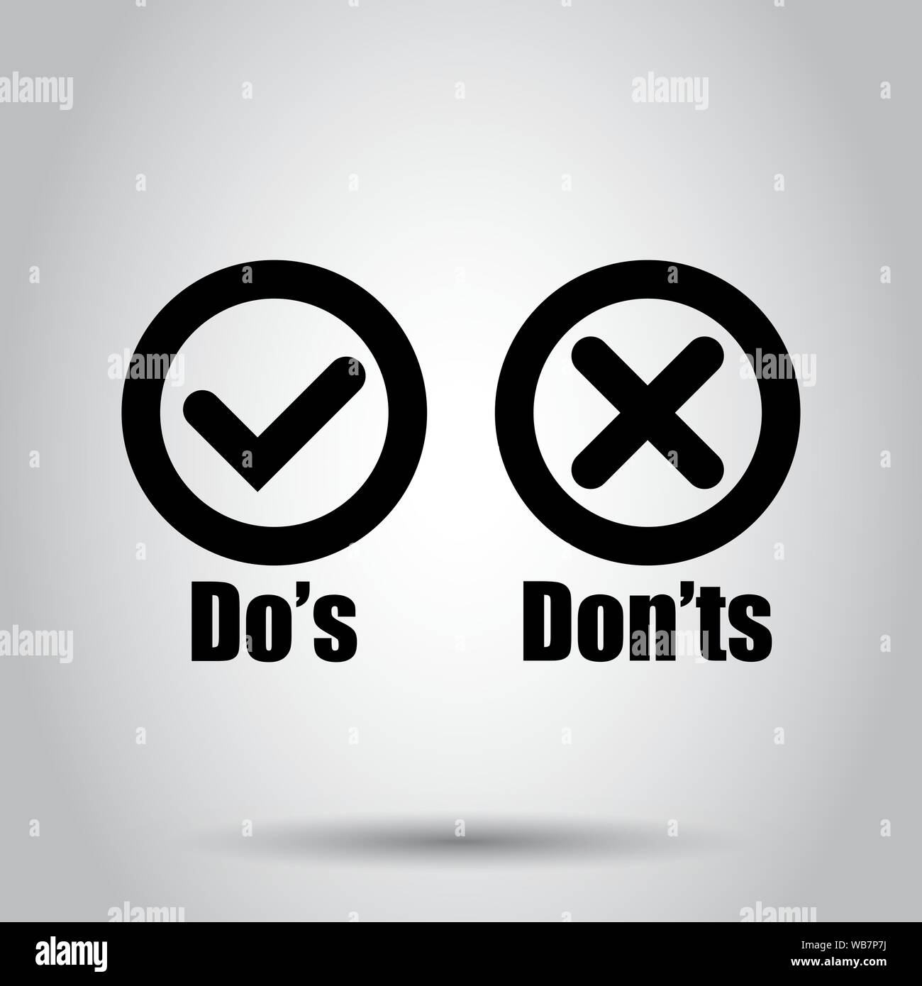 Do's and don'ts sign icon in flat style. Like, unlike vector ...