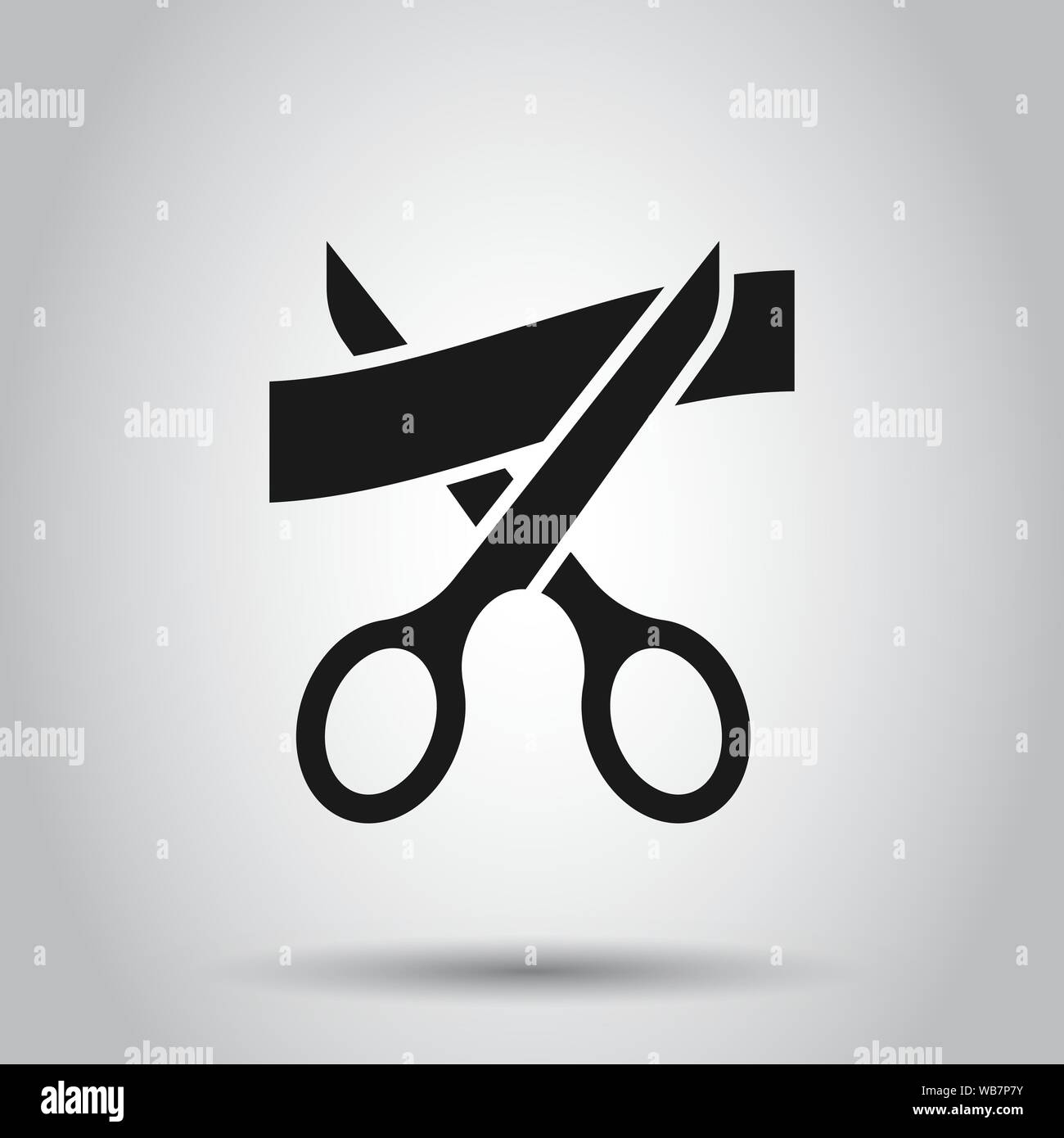 Scissors icon in flat style. Cutting ribbon vector illustration on ...