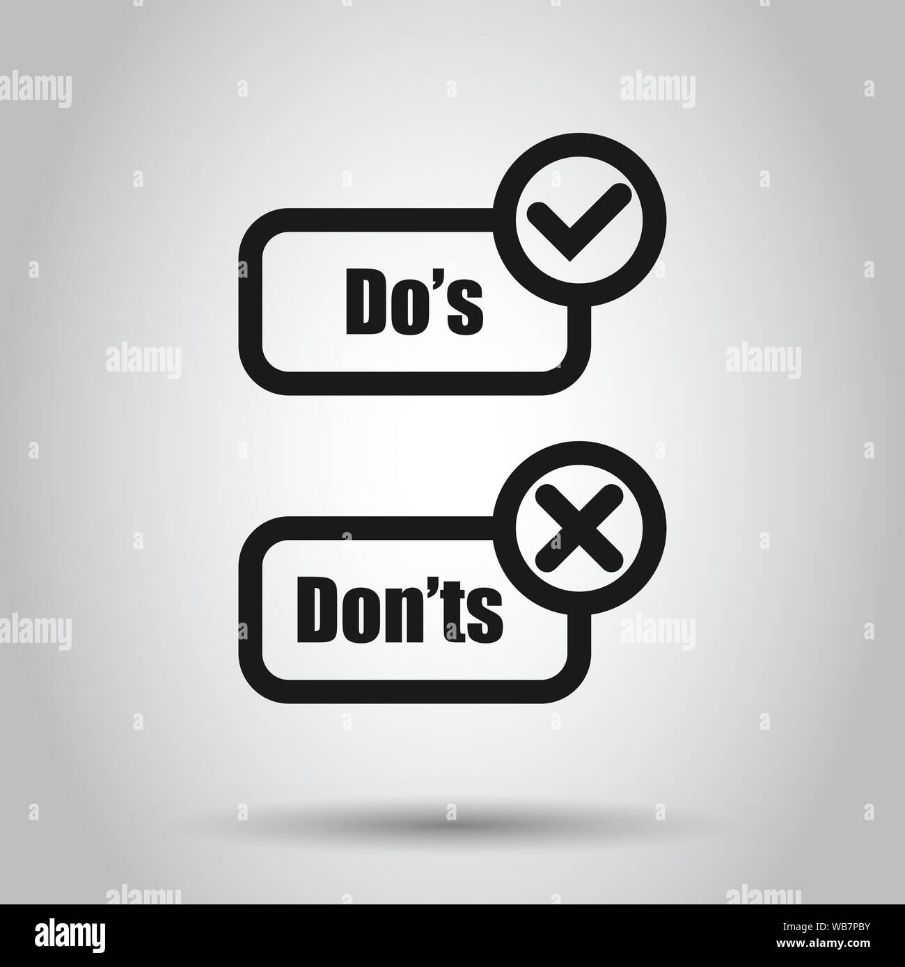 Do's and don'ts sign icon in flat style. Like, unlike vector ...