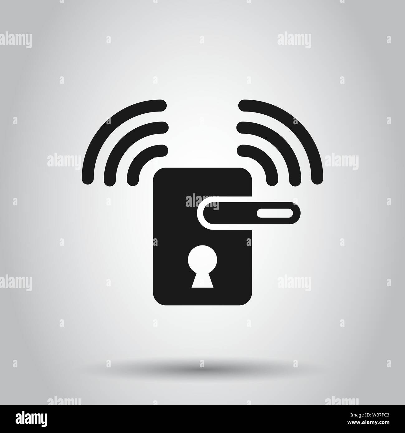 Wireless door lock sign icon in flat style. Smart home vector ...
