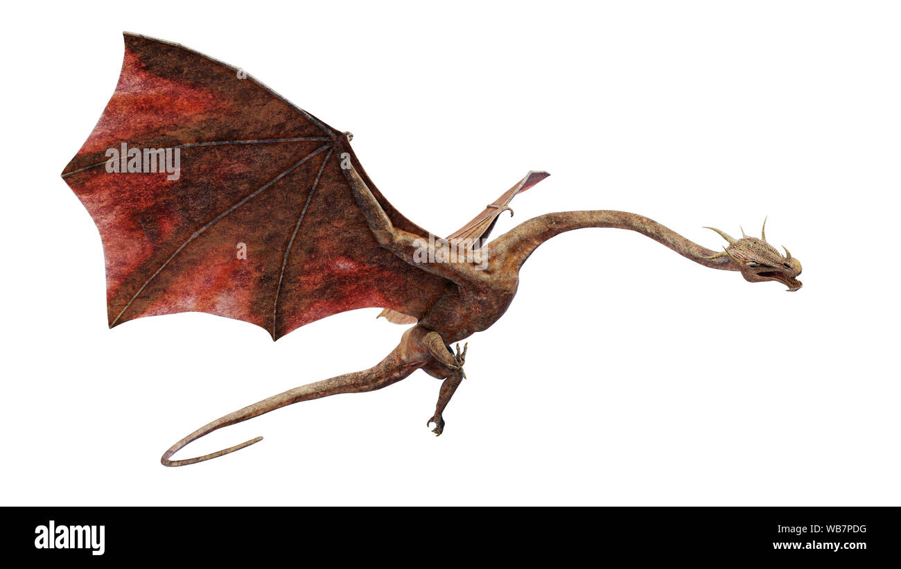 dragon, winged creature isolated on white background (3d fantasy ...