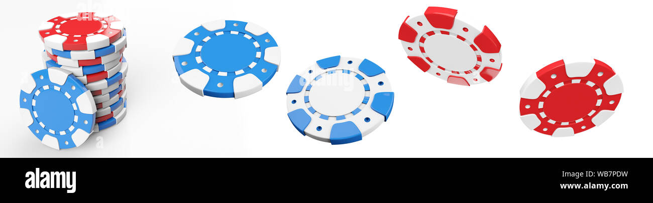 Red And Blue Casino Chips Set Isolated On The White Background - 3D ...