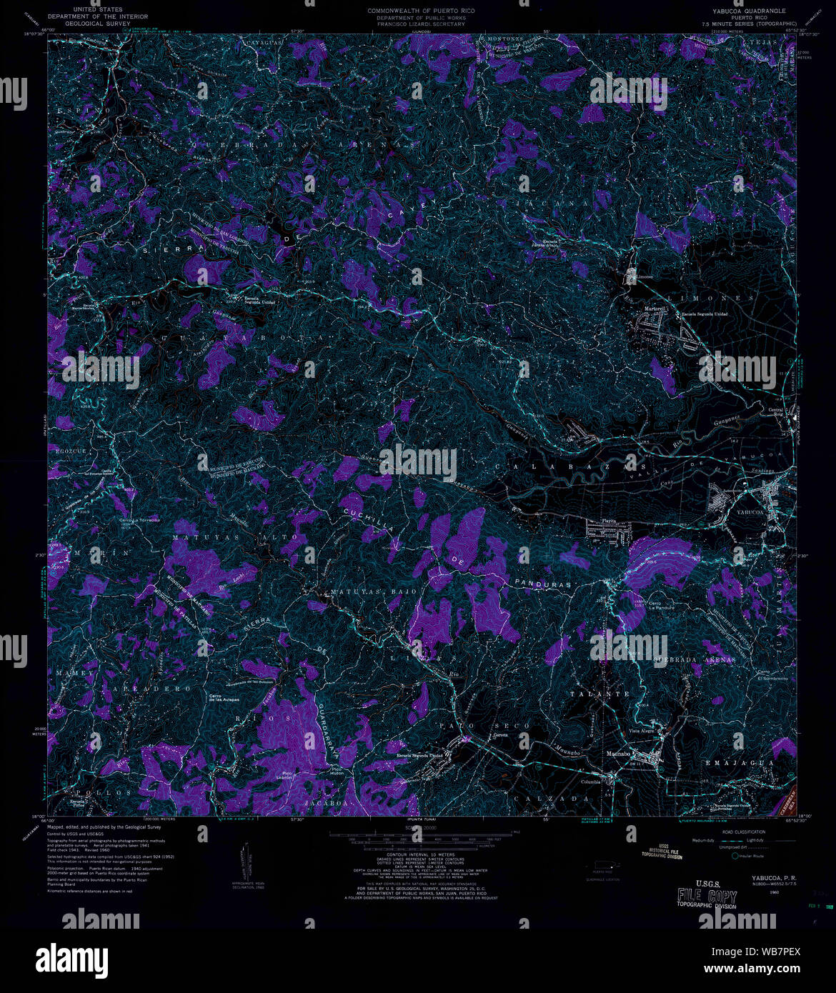 USGS TOPO Map Puerto Rico PR Yabucoa 362292 1960 20000 Inverted ...