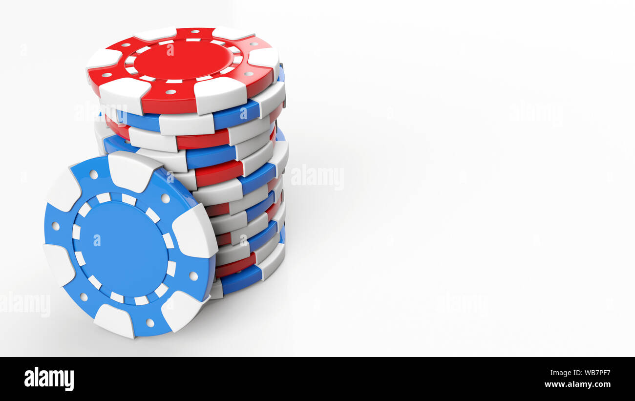 Red And Blue Casino Chips Set Isolated On The White Background - 3D ...