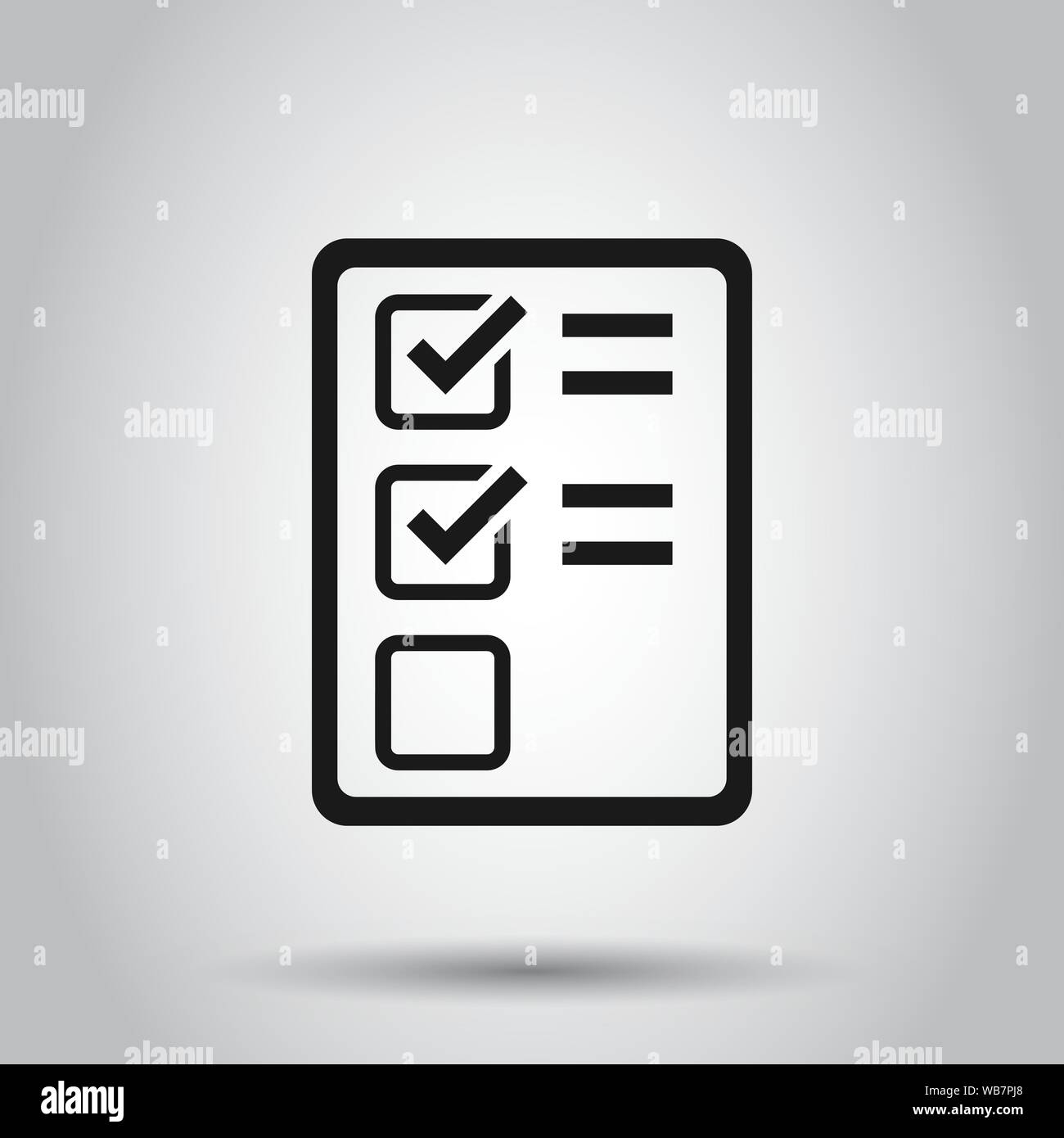 Checklist document sign icon in flat style. Survey vector illustration ...