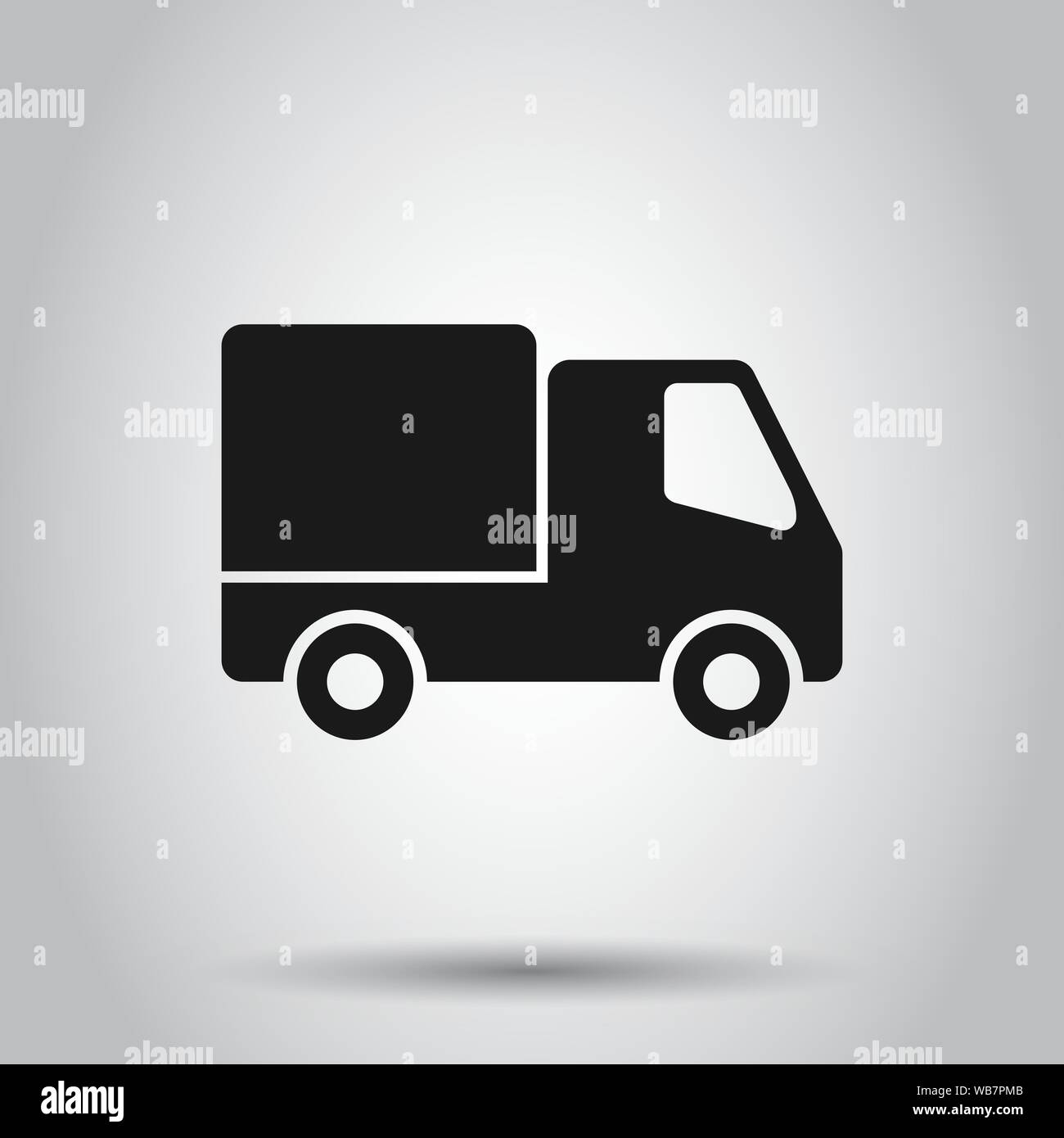 Delivery truck sign icon in flat style. Van vector illustration on ...