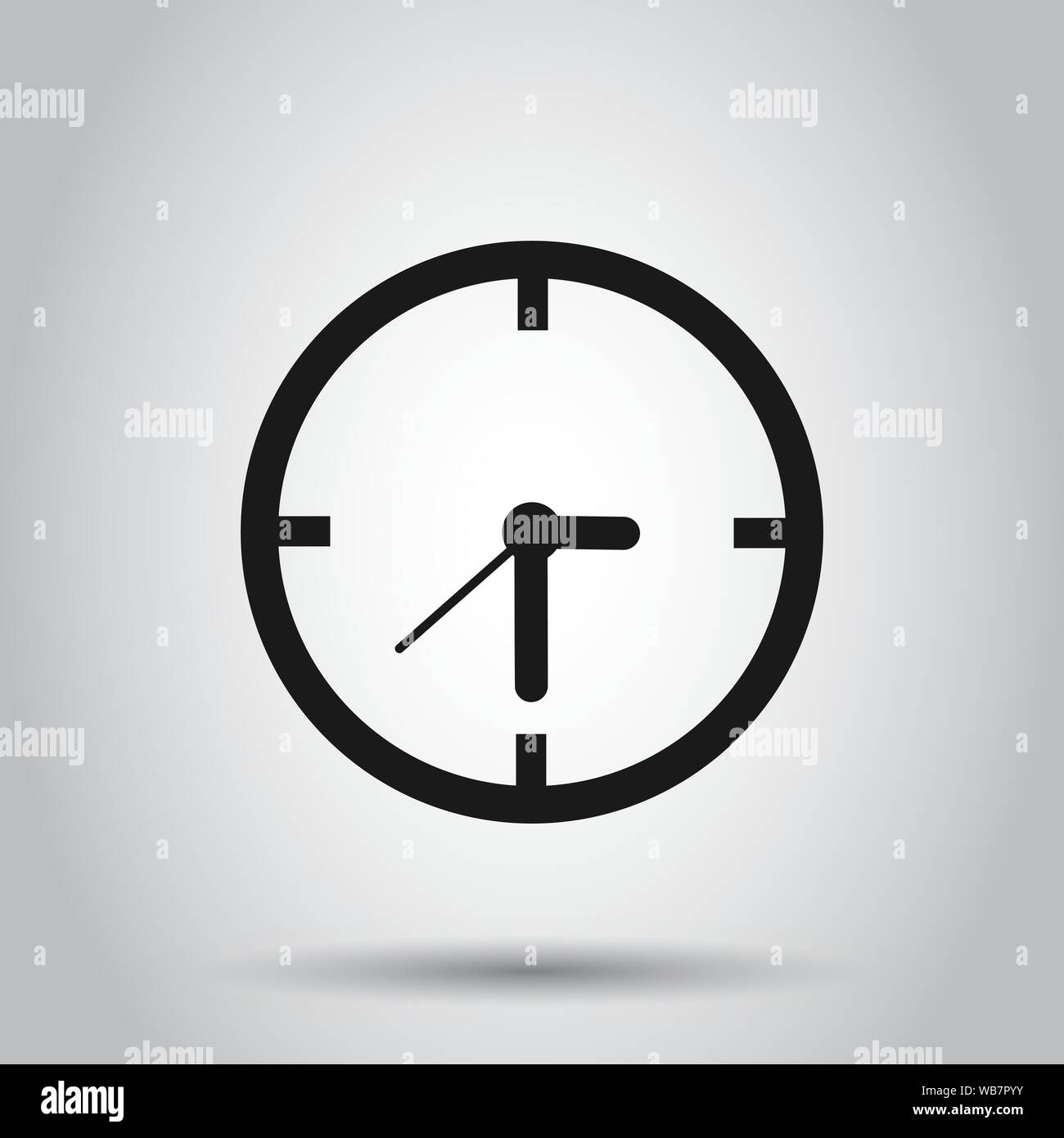 Clock sign icon in flat style. Time management vector illustration on ...