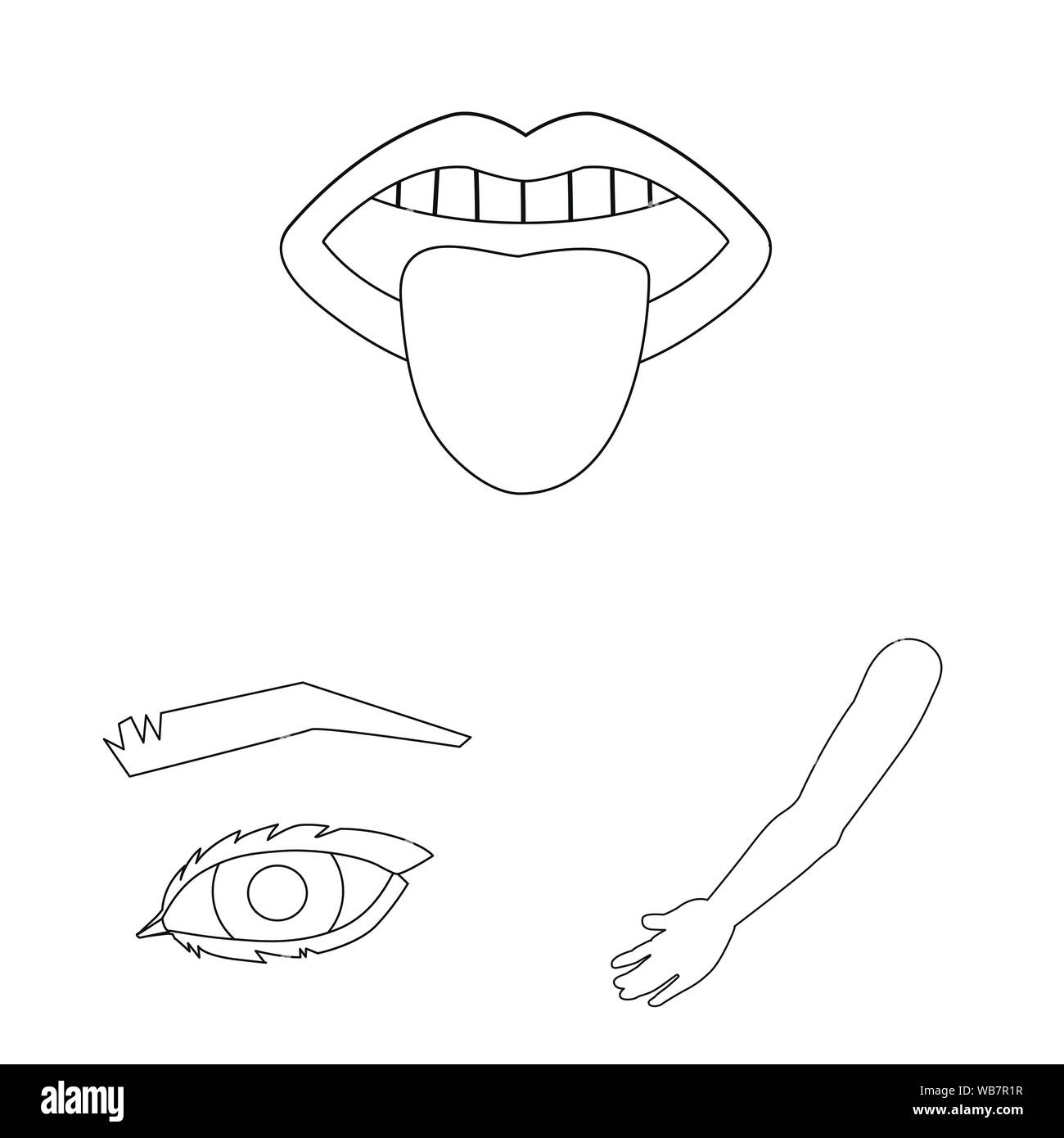 Vector illustration of body and part symbol. Collection of body and ...