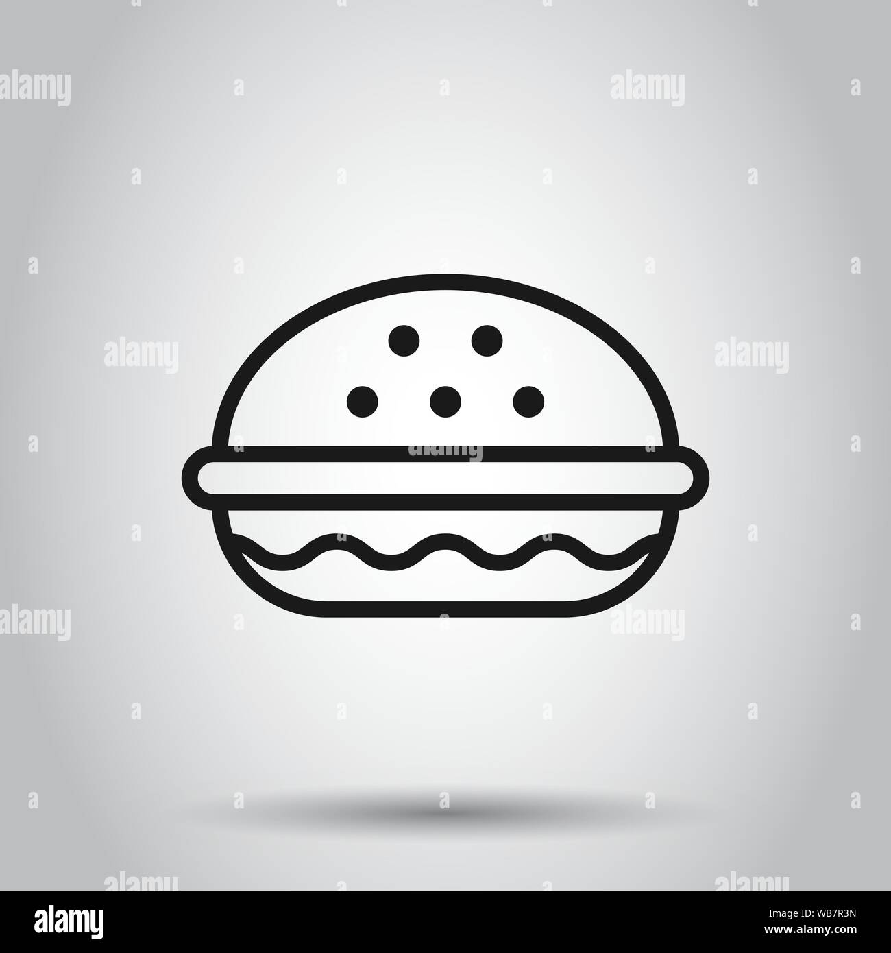 Burger sign icon in flat style. Hamburger vector illustration on ...