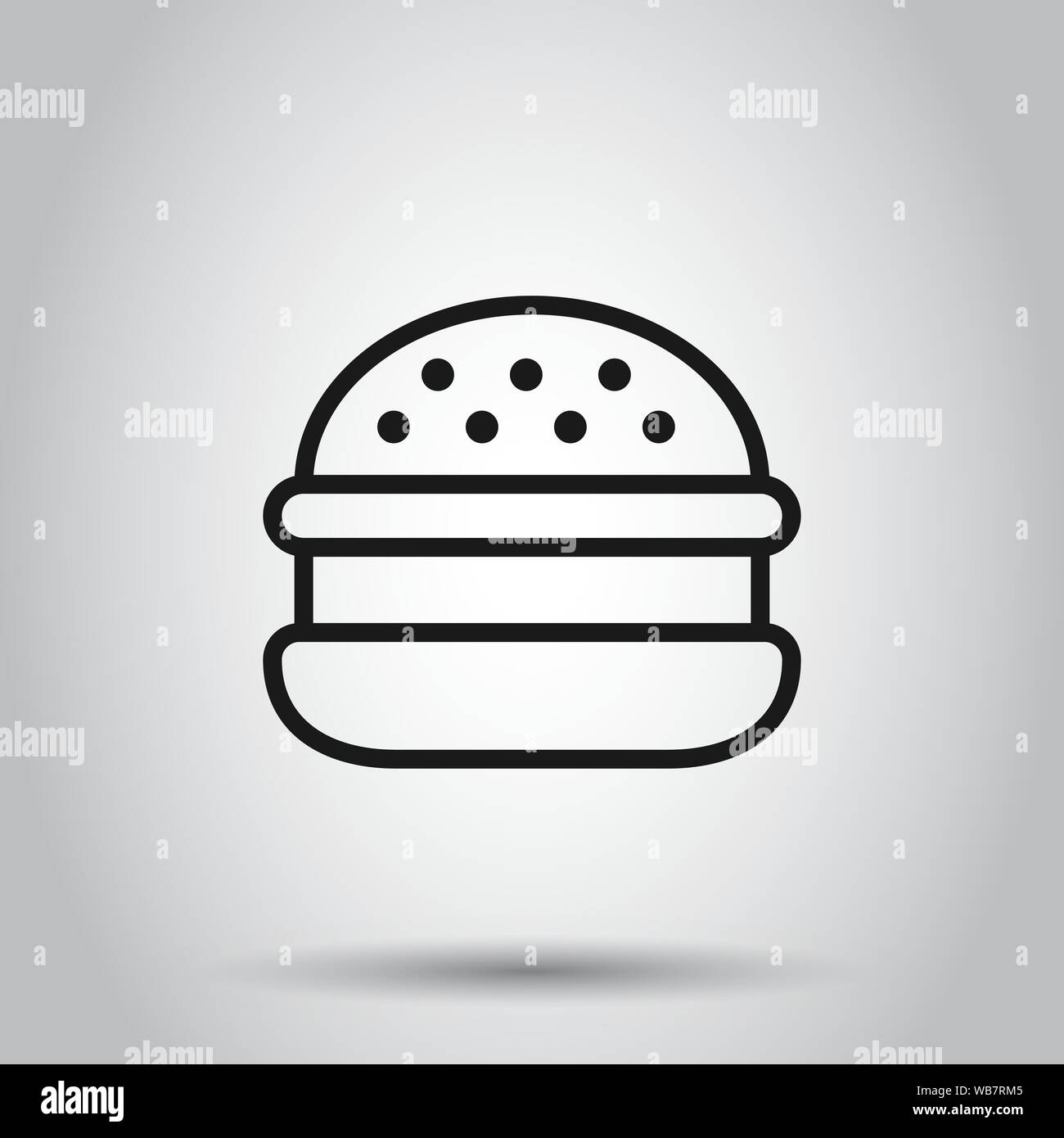 Burger sign icon in flat style. Hamburger vector illustration on ...