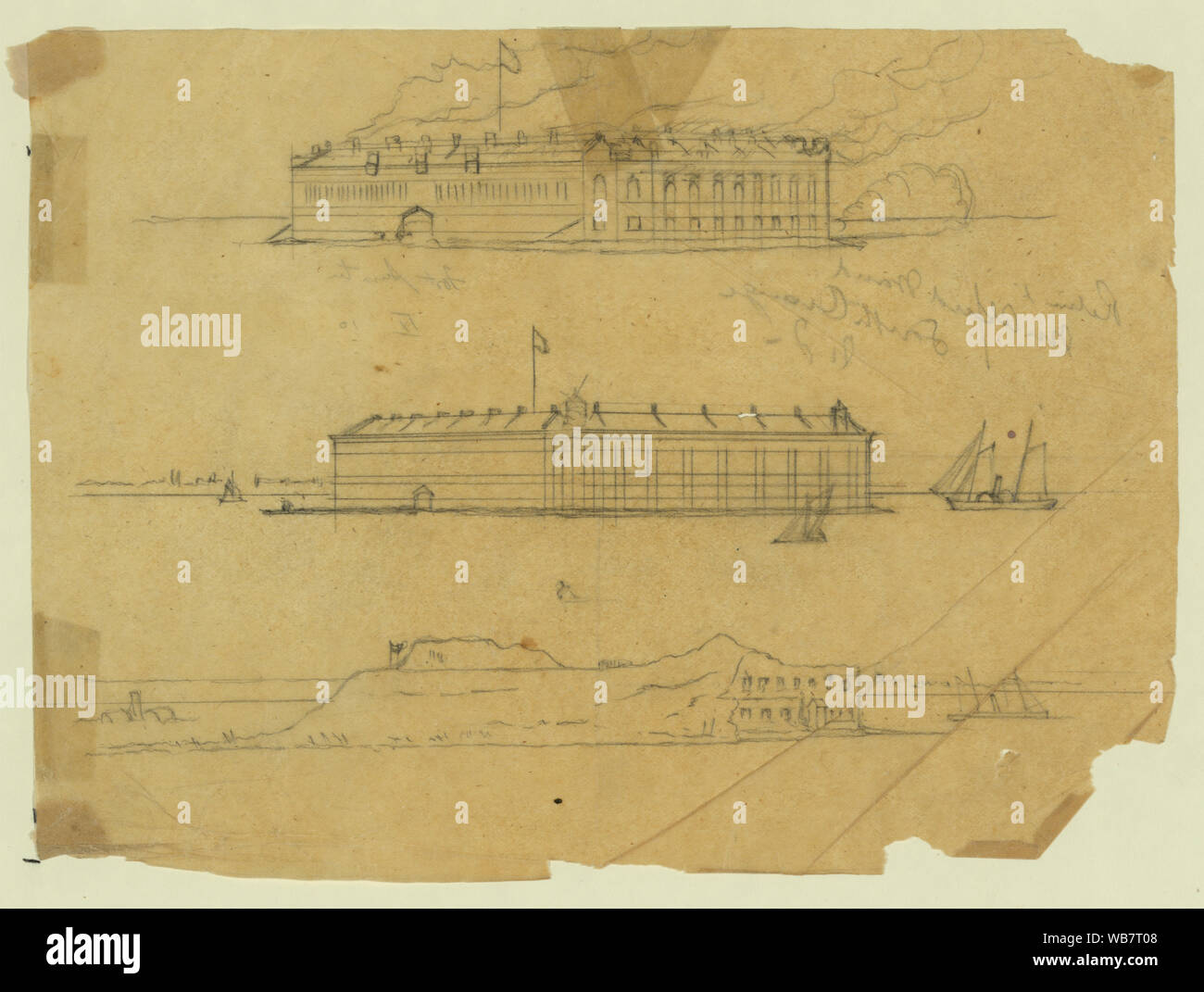 Fort Sumter. IX. 10 Abstract/medium: 1 drawing on yellow tracing paper ...