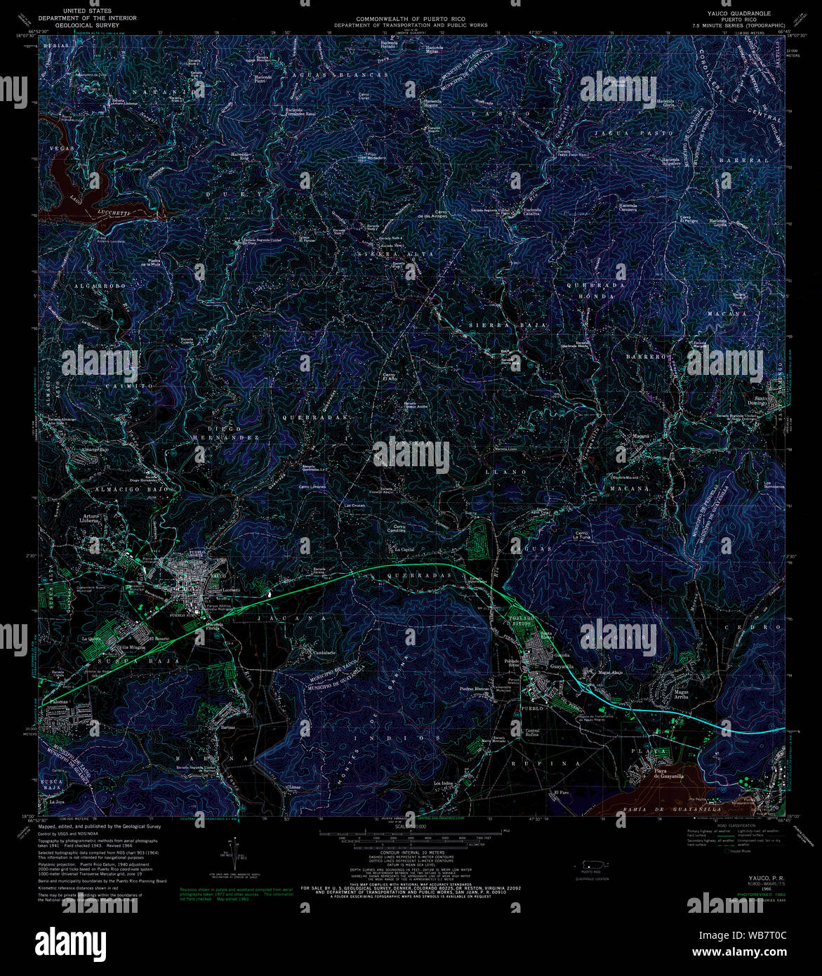 USGS TOPO Map Puerto Rico PR Yauco 362296 1966 20000 Inverted ...